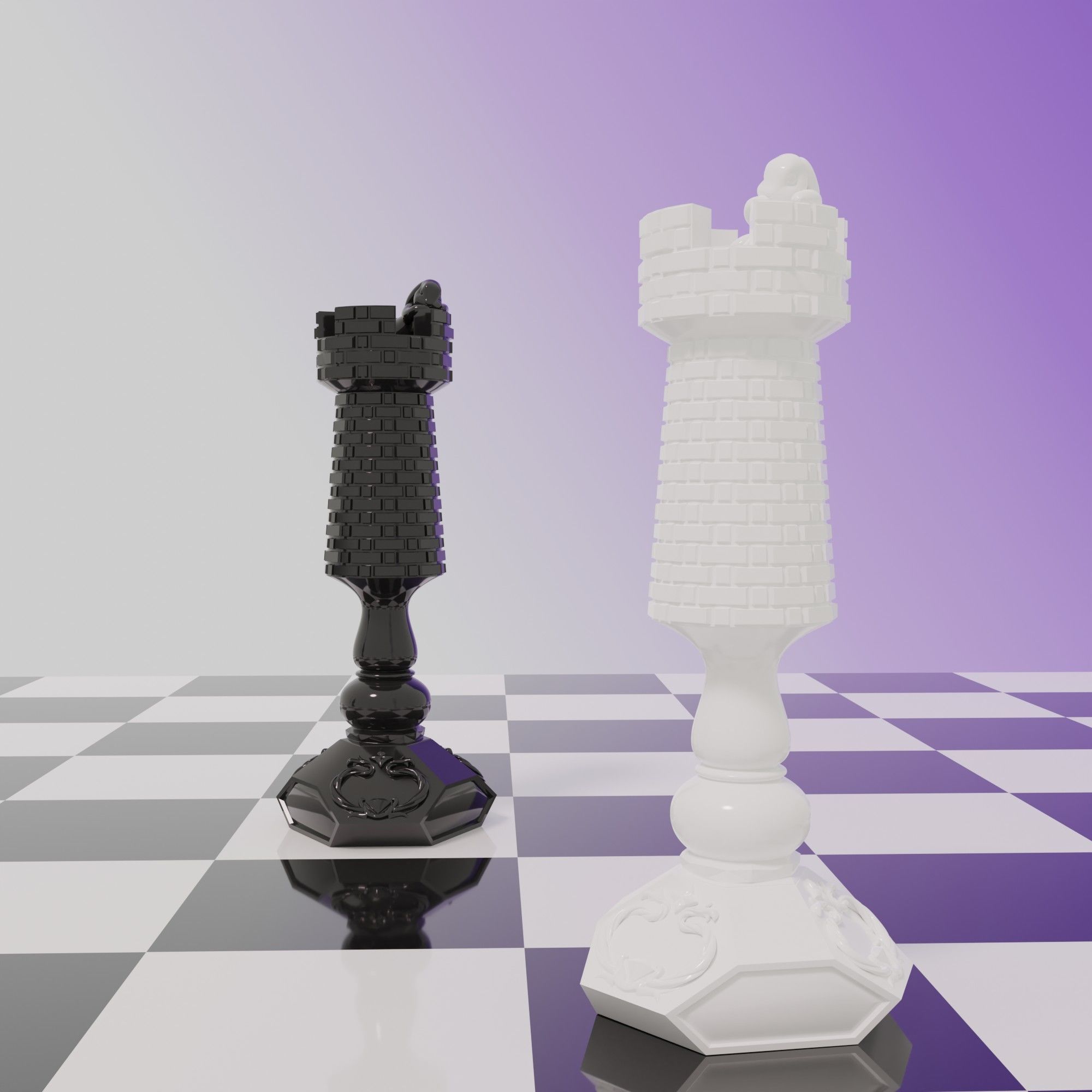 RABBIT CHESS lithos SET 3D model 3D printable | CGTrader