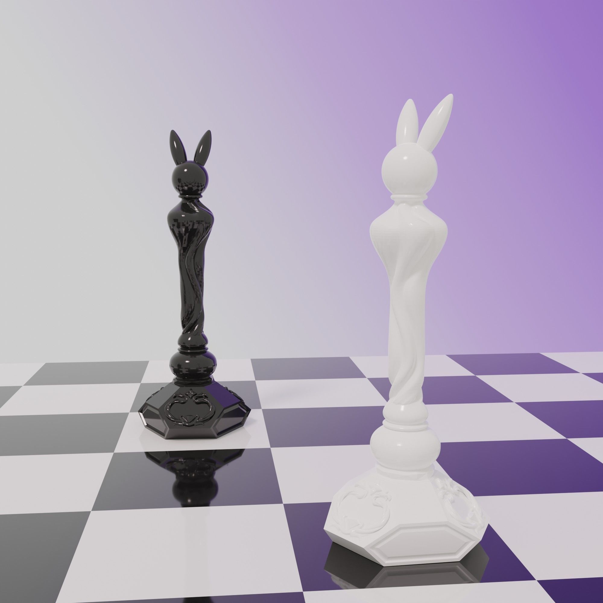 RABBIT CHESS lithos SET 3D model 3D printable | CGTrader