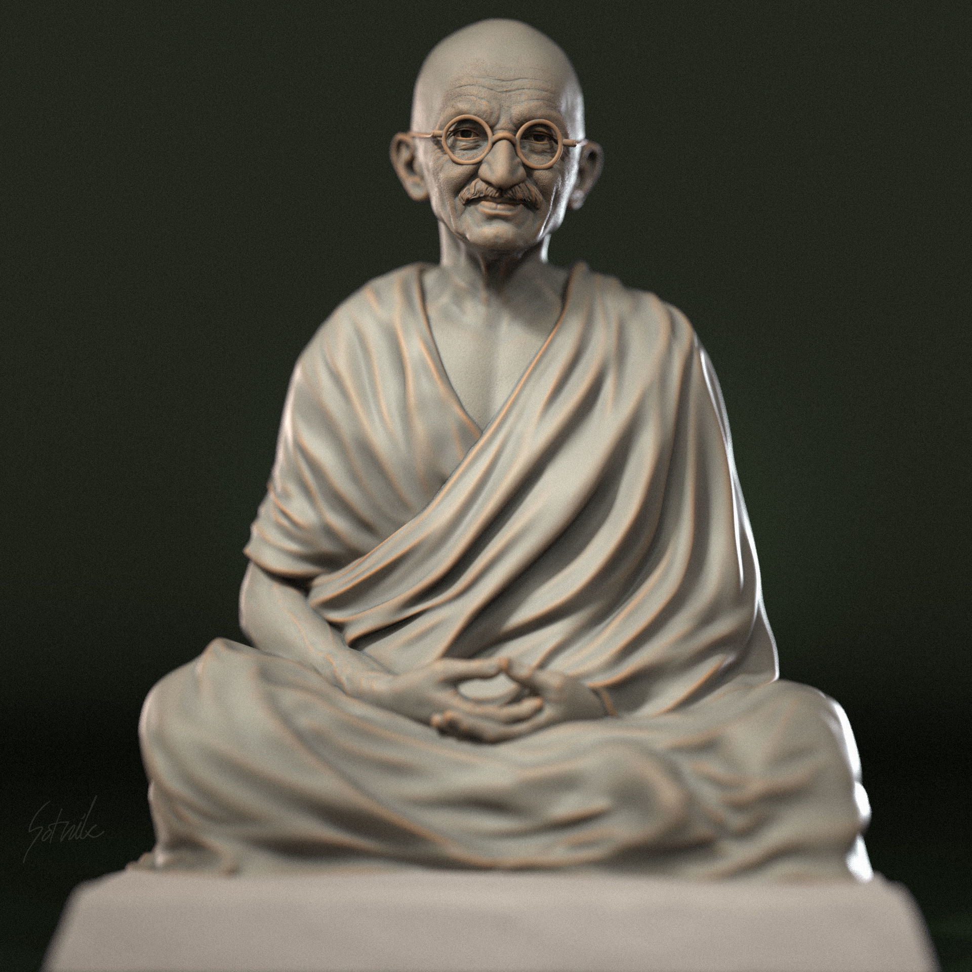Mahatma Gandhi sculpture 3D model 3D printable | CGTrader