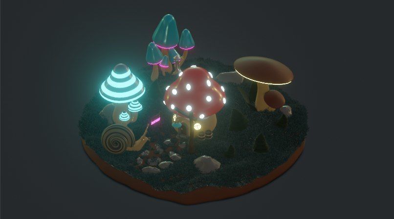 3D model Magic mushroom forest VR / AR / low-poly | CGTrader