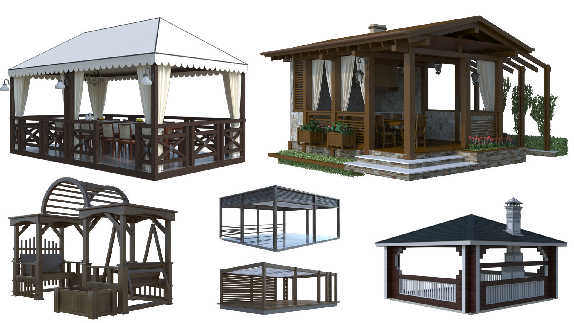 6 Minimalist Gazebo Collection in Stunning 3D 3D model | CGTrader