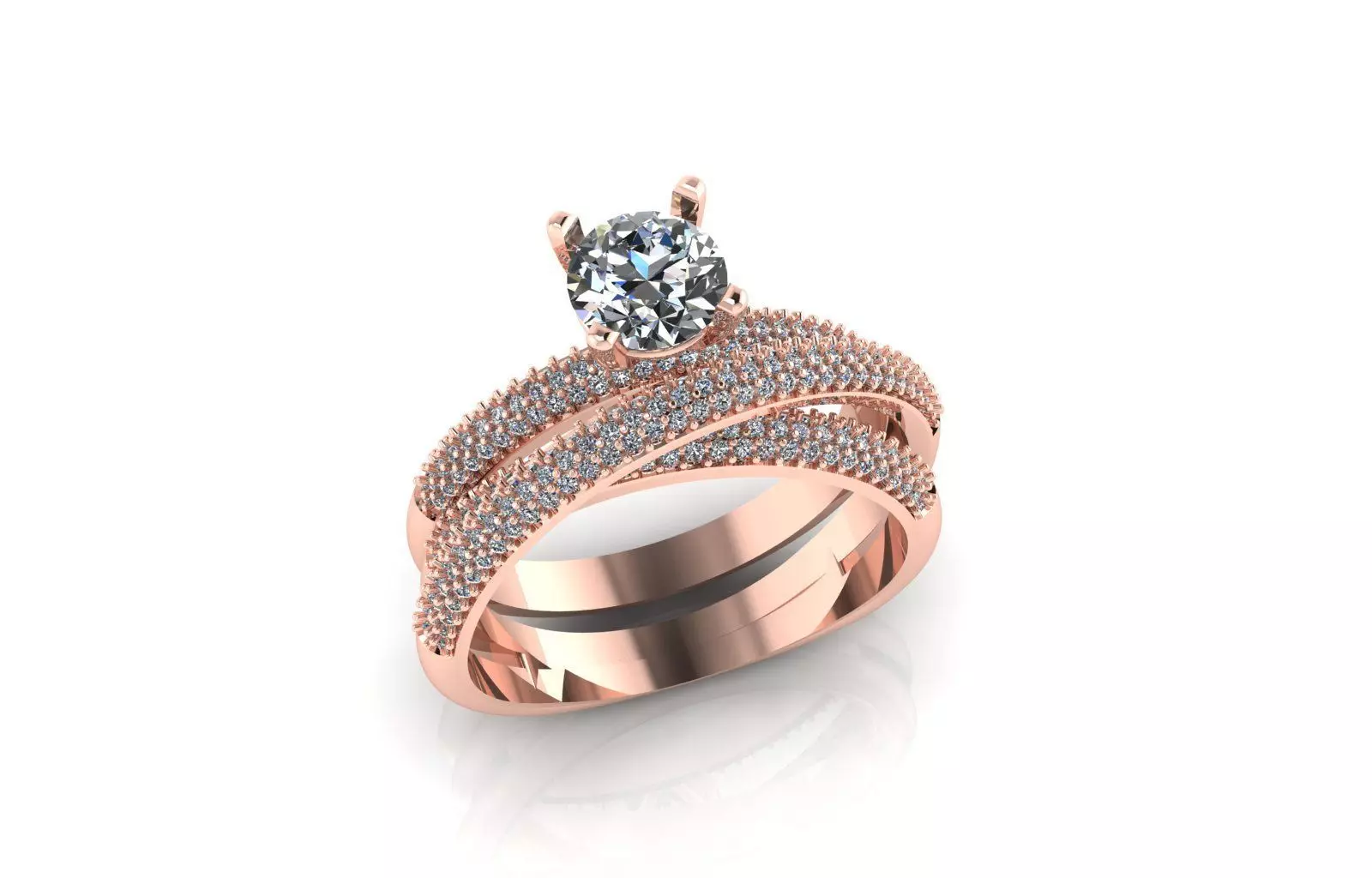 Round Unique Diamond Anniversary Ring 3d cad file 3D model 3D printable ...