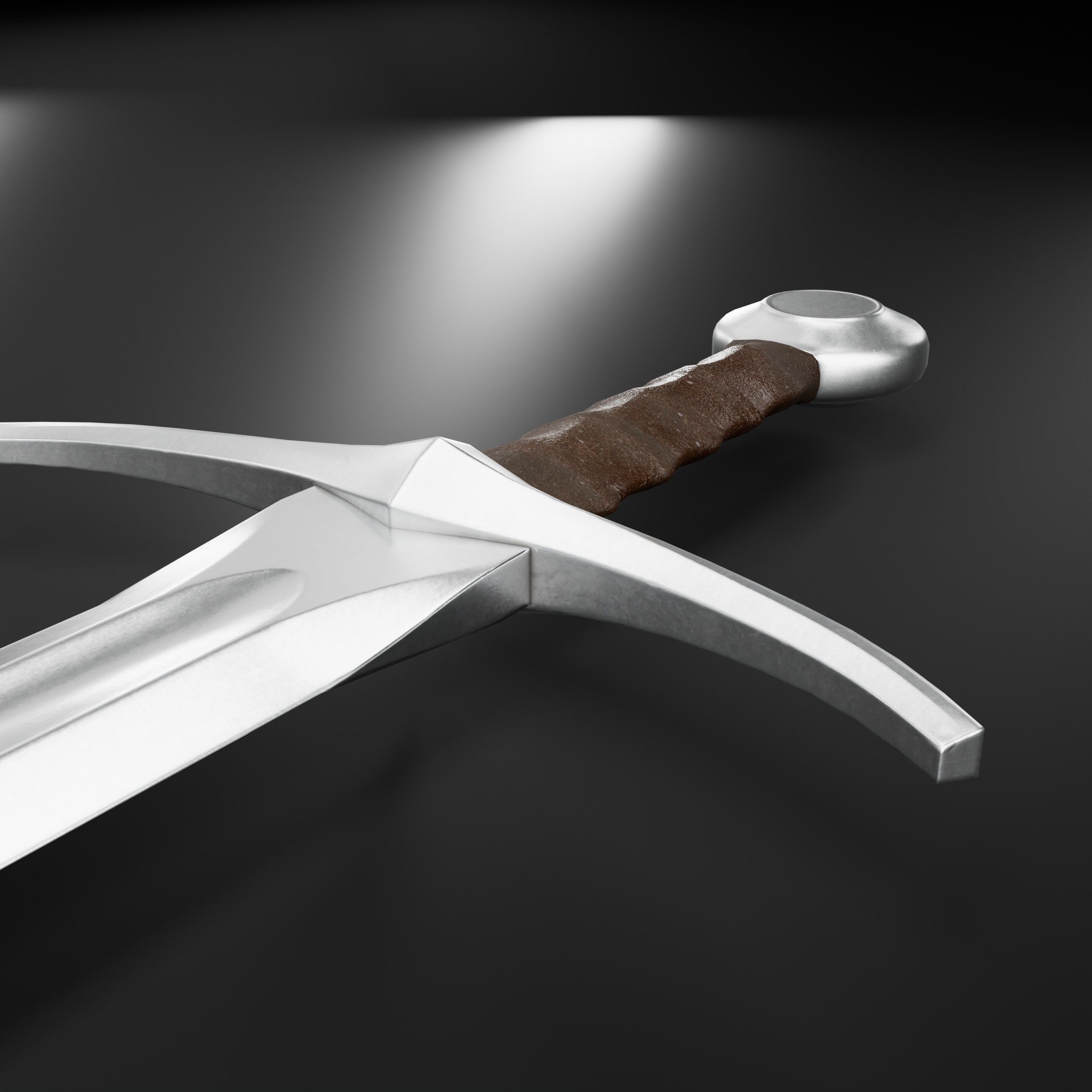 3D model Medieval Sword 02 low poly plus old texture and sheath UE VR ...