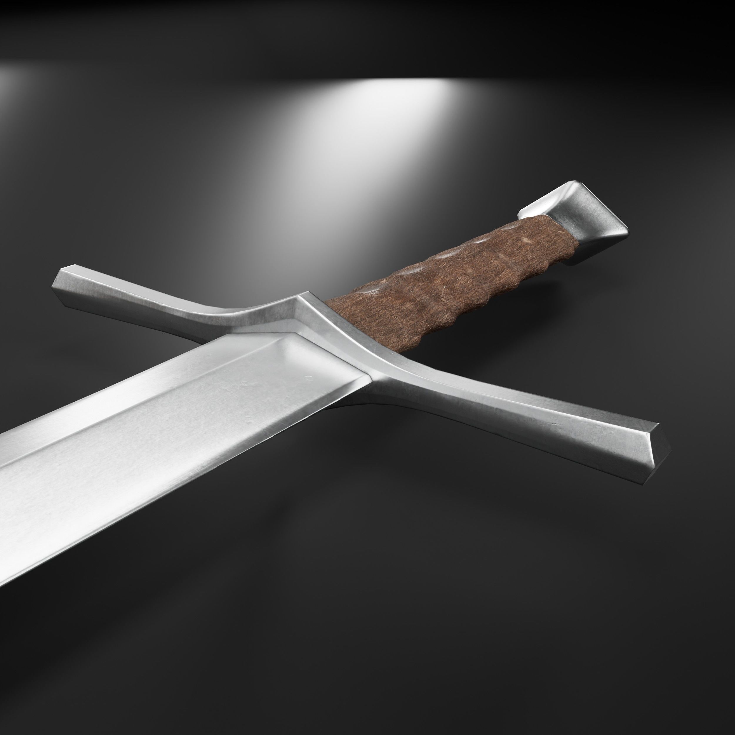 3D model Medieval Sword 03 low poly plus old texture and sheath UE VR ...