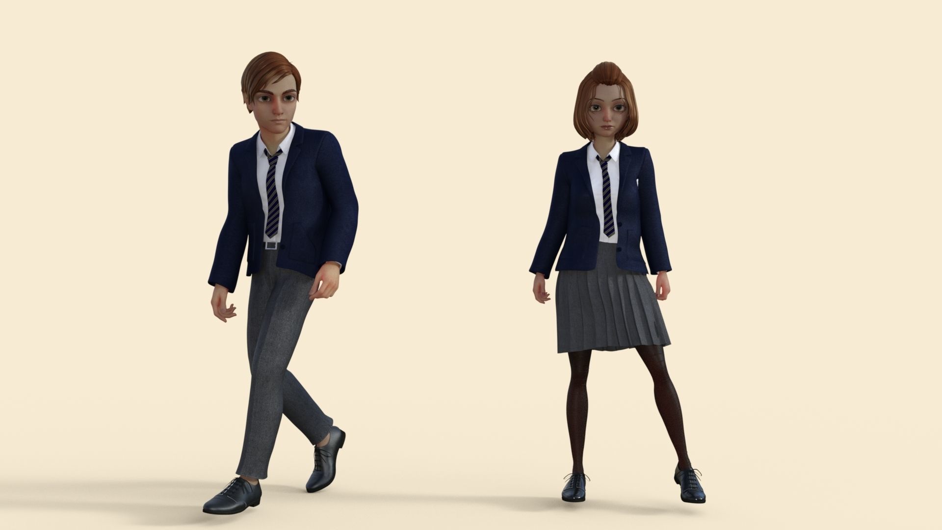 3D model High school students Girl and Boy VR / AR / low-poly | CGTrader