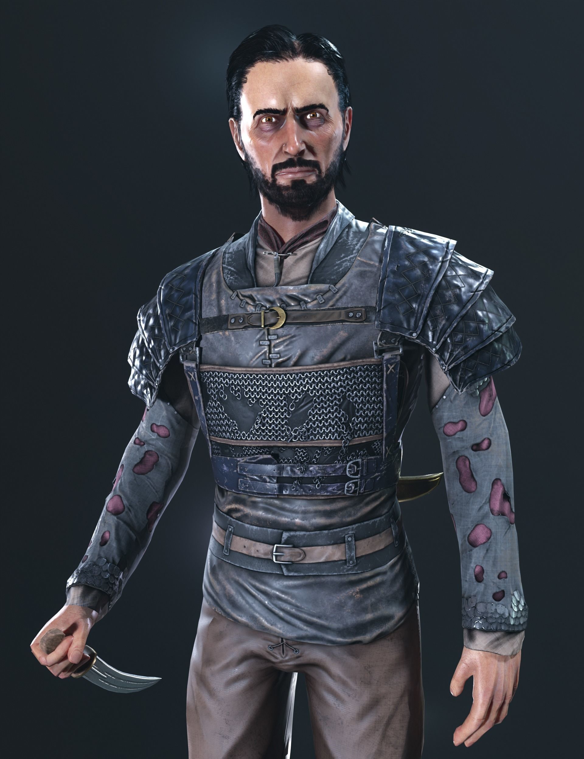 3D model Game Ready Medieval Character Rigged Animated VR / AR / low ...