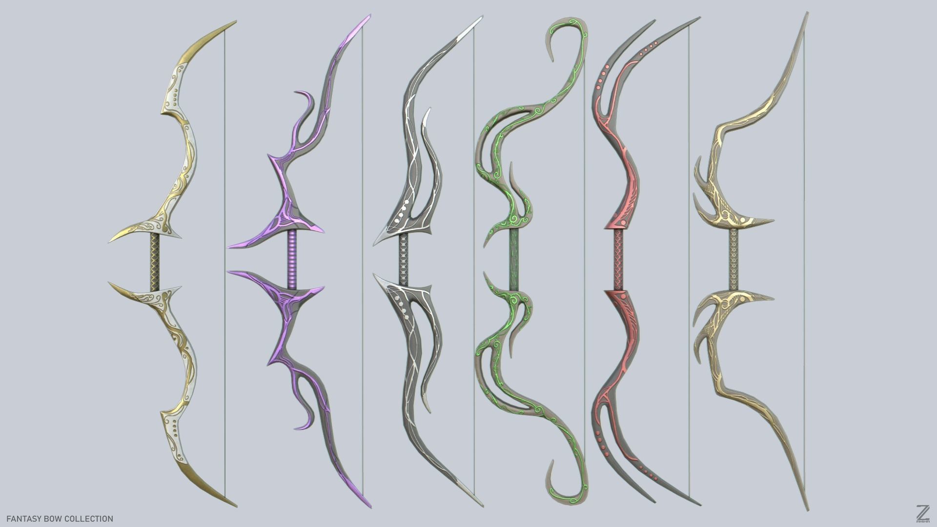 Fantasy bow collection VR / AR / low-poly | CGTrader