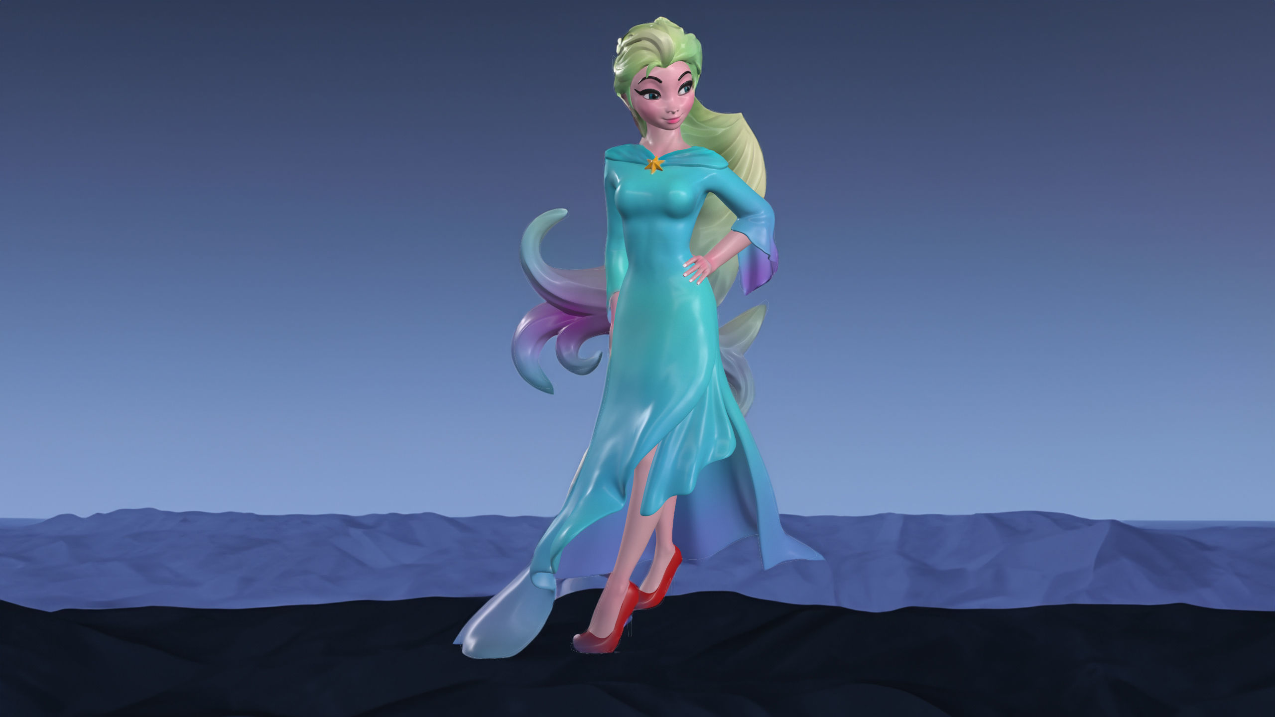 Elsa Frozen Fan Art 3d Print Model 3d Model 3d Printable Animated