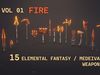 3D model 15 fire elemental weapons - medieval - fantasy - magic - VOL 01 VR / AR / low-poly ...