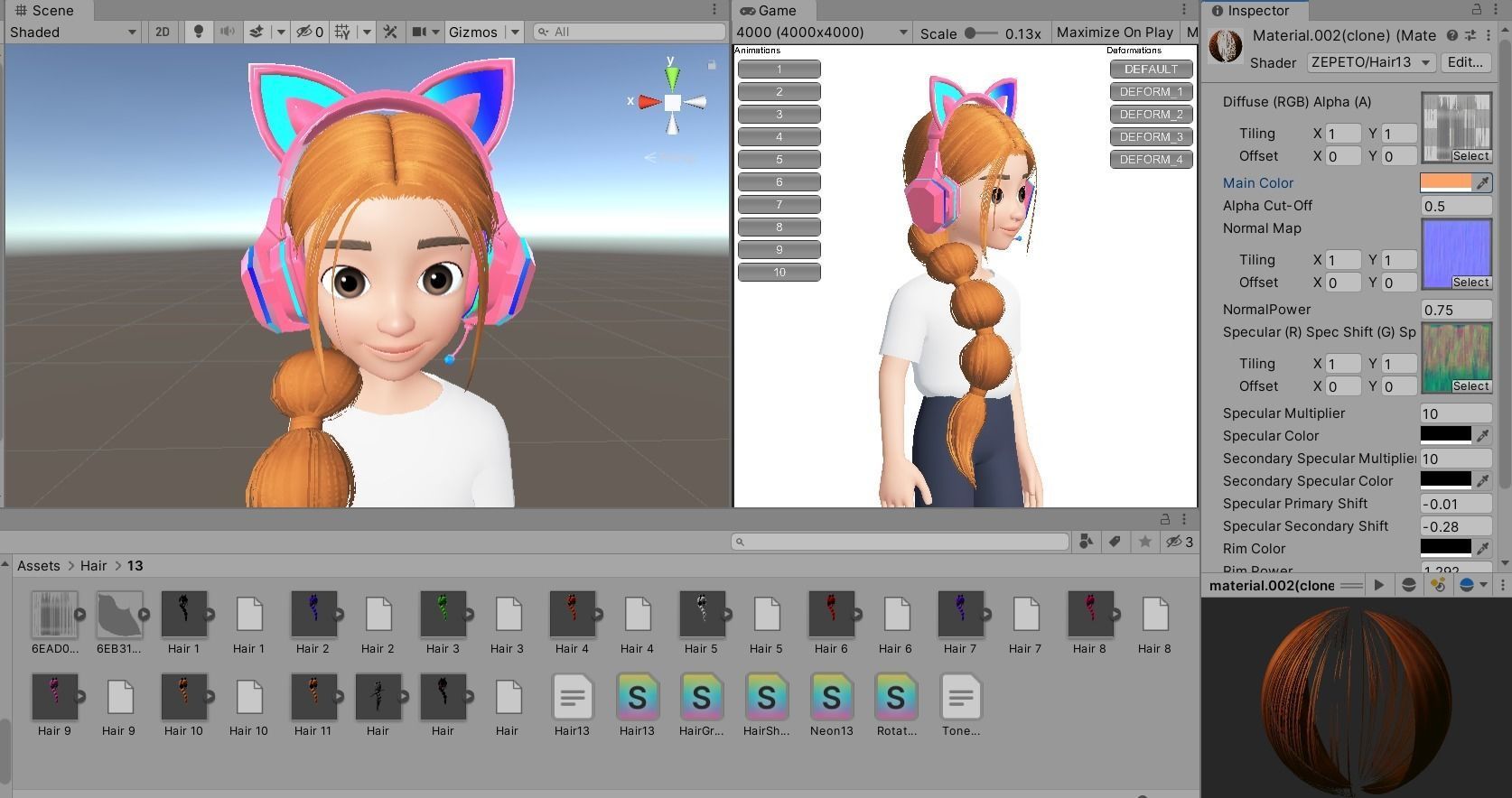 3D model Hair with LED Headset 3D Modeling Zepeto Unity Prefab FBX VR ...