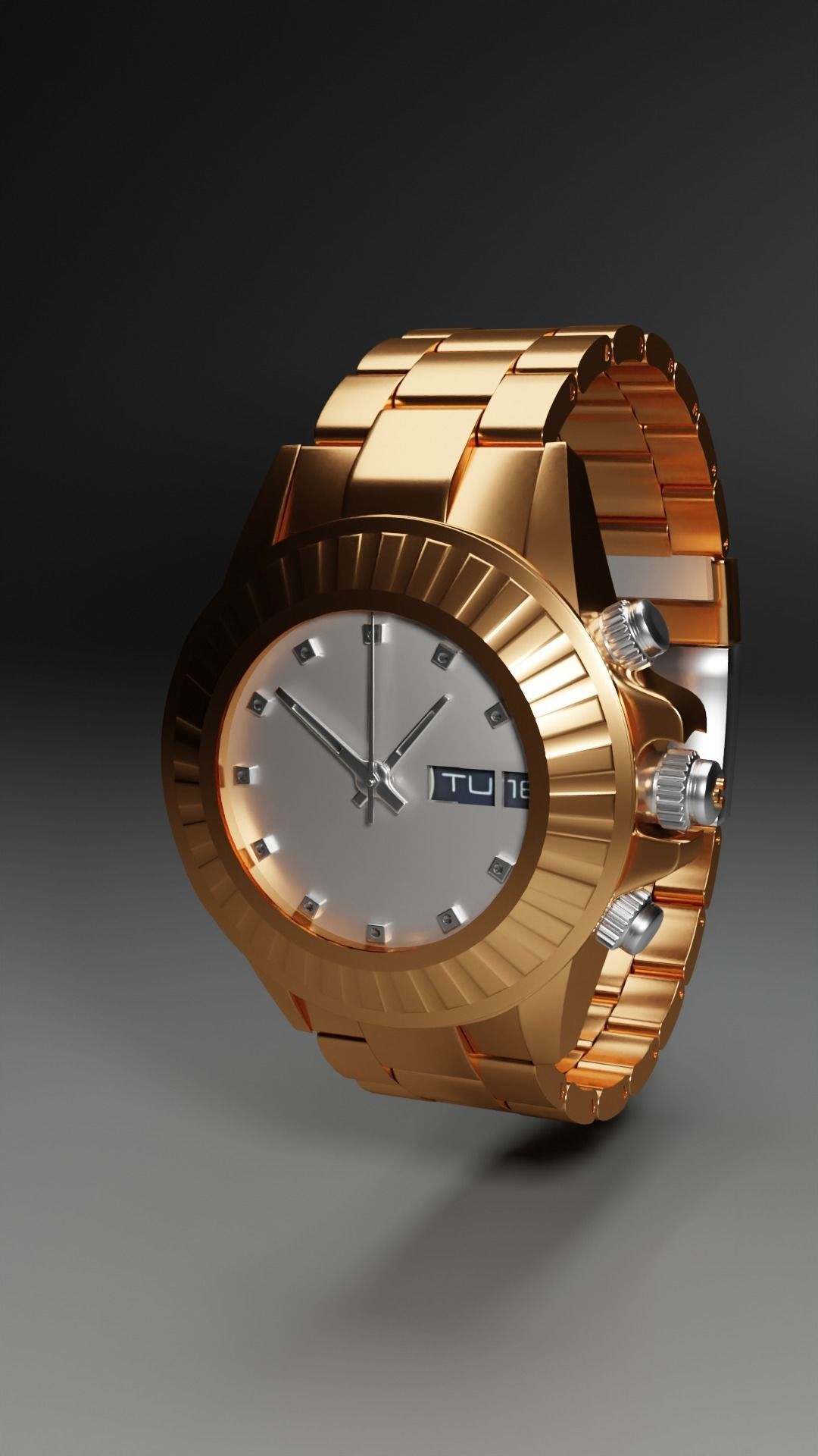 Golden watch free 3D model | CGTrader