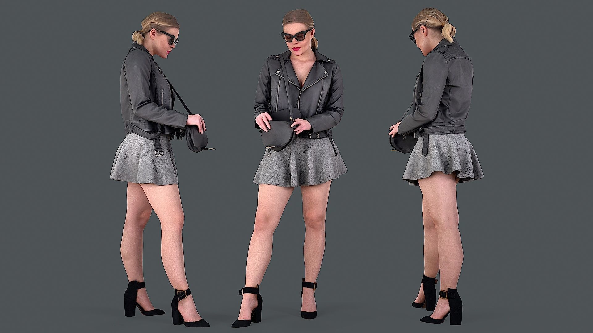Street Chic Girl in Leather and Mini Skirt 3D model | CGTrader