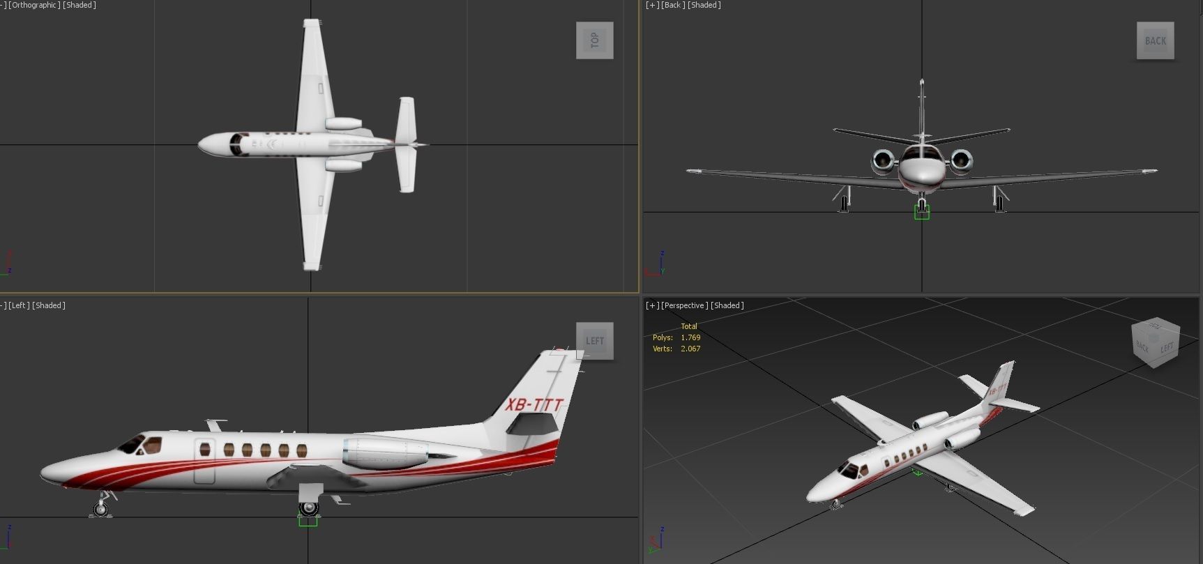 3D model Cessna CITATION C550 Static low poly Blank business jet GA VR ...