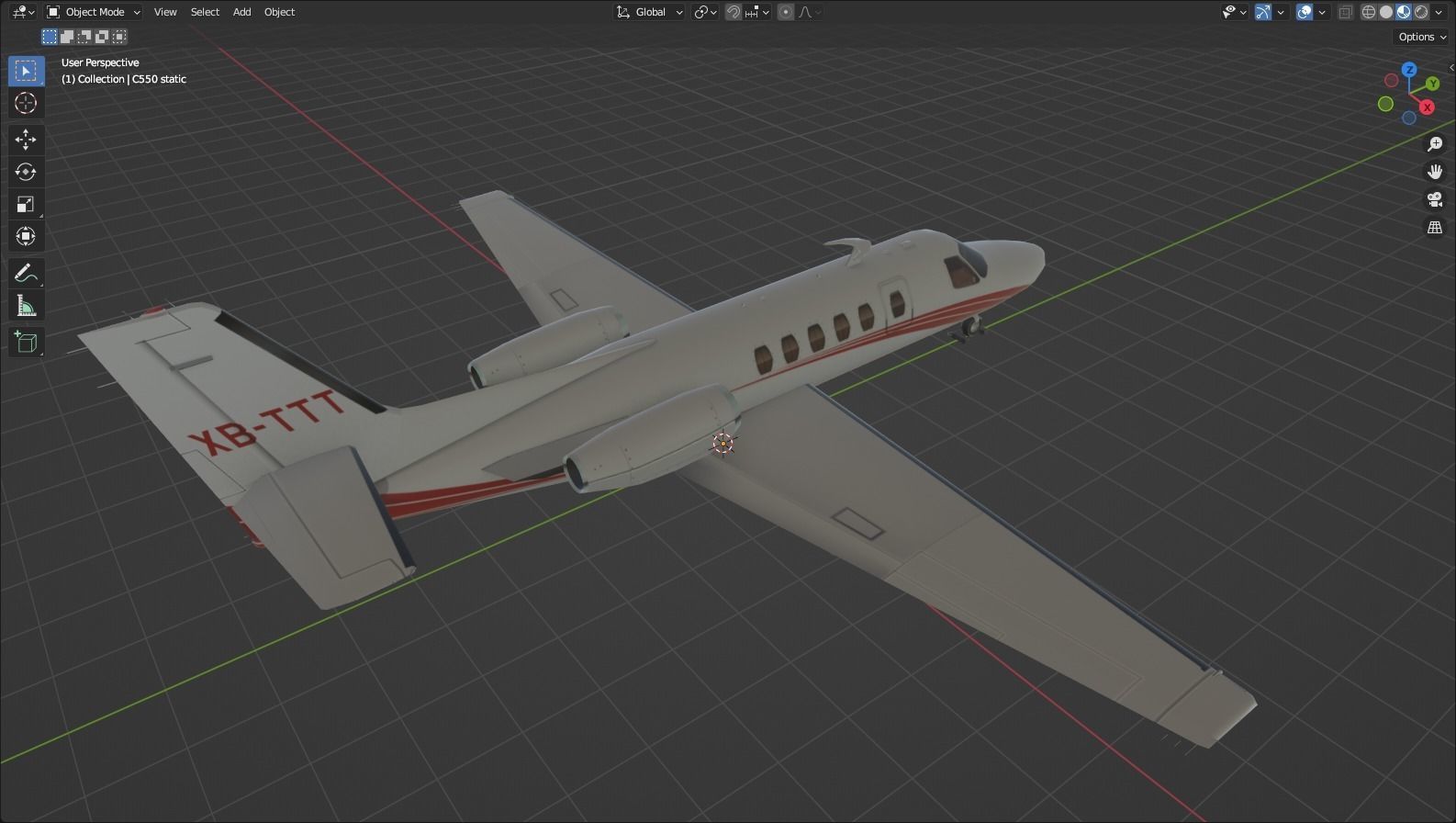 3D model Cessna CITATION C550 Static low poly Blank business jet GA VR ...