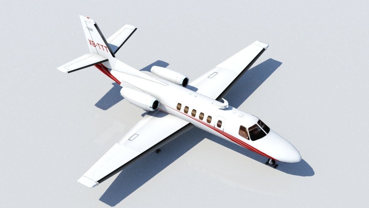 3D model Cessna CITATION C550 Static low poly Blank business jet GA VR ...