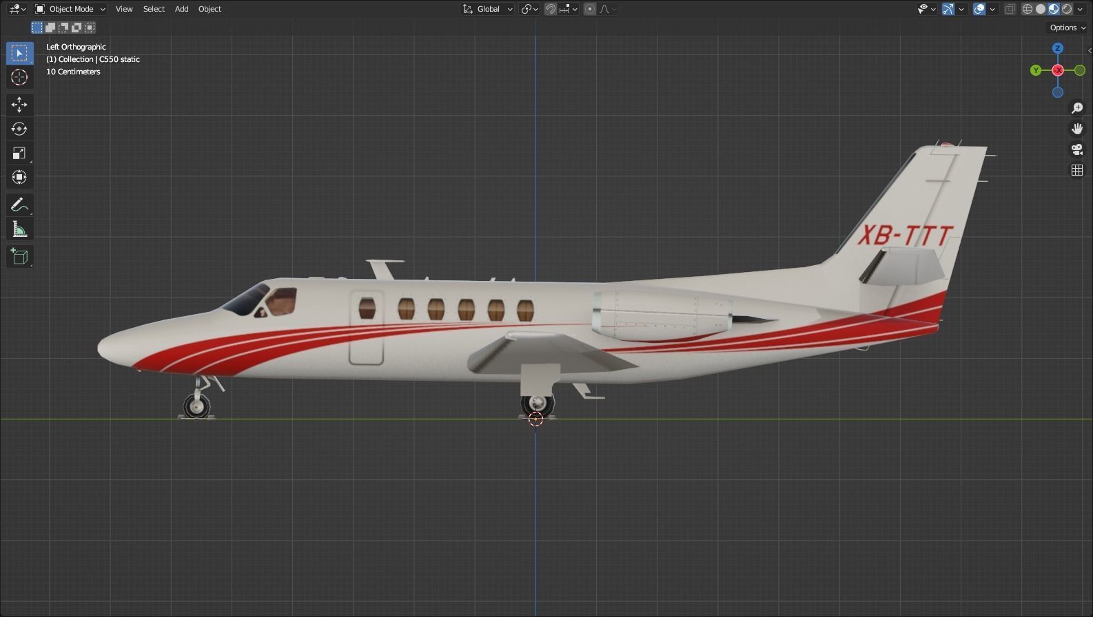 3D model Cessna CITATION C550 Static low poly Blank business jet GA VR ...