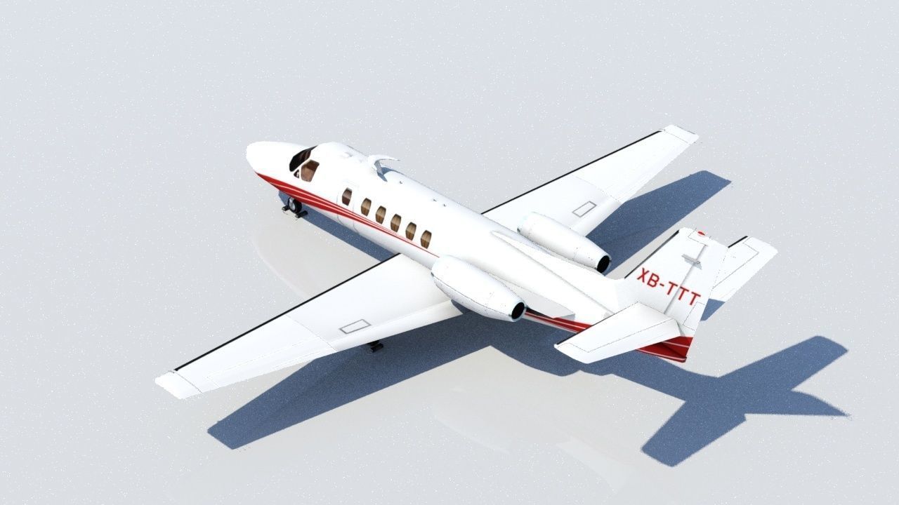 3D model Cessna CITATION C550 Static low poly Blank business jet GA VR ...