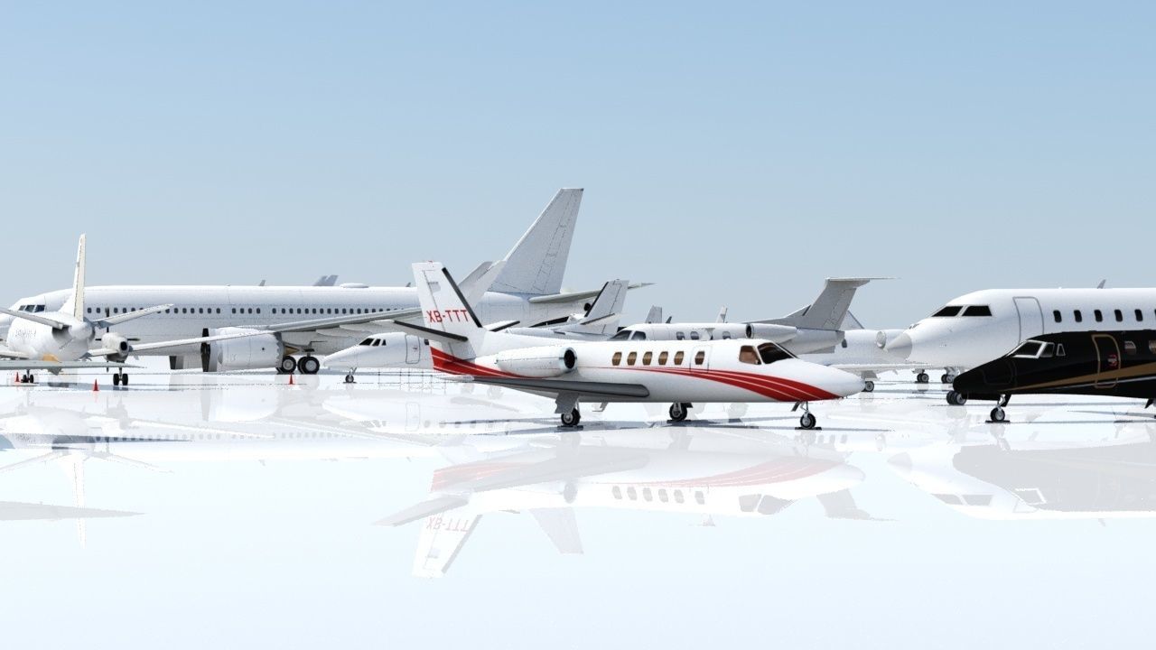 3D model Cessna CITATION C550 Static low poly Blank business jet GA VR ...