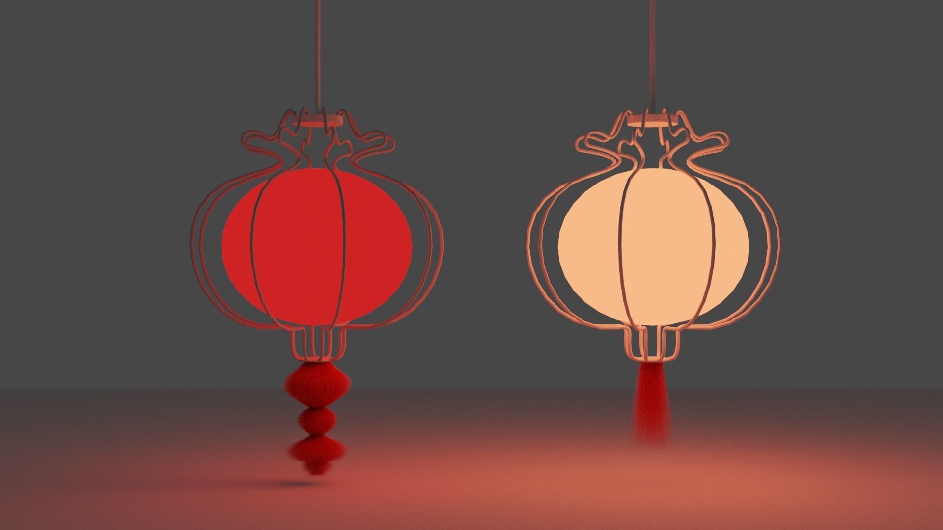 3D model Paper Lantern Chinese Low-poly 3D model VR / AR / low-poly ...