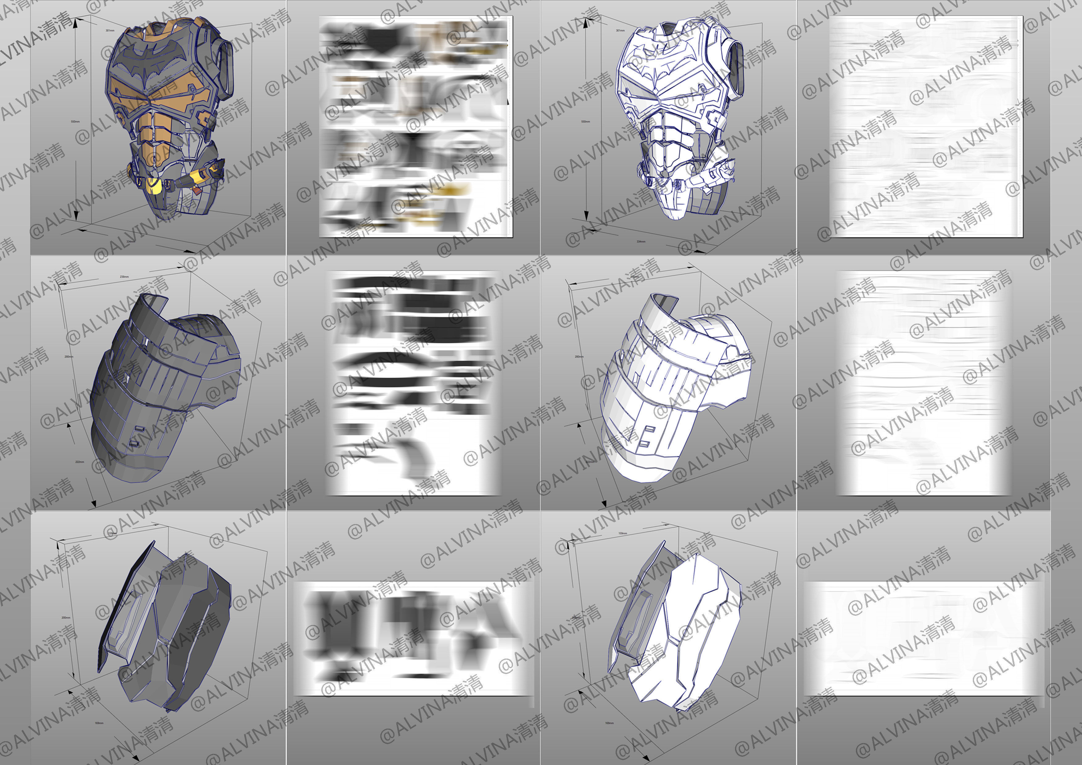 3D model Batman Samurai - Cosplay Pepakura Foam Template VR / AR / low ...