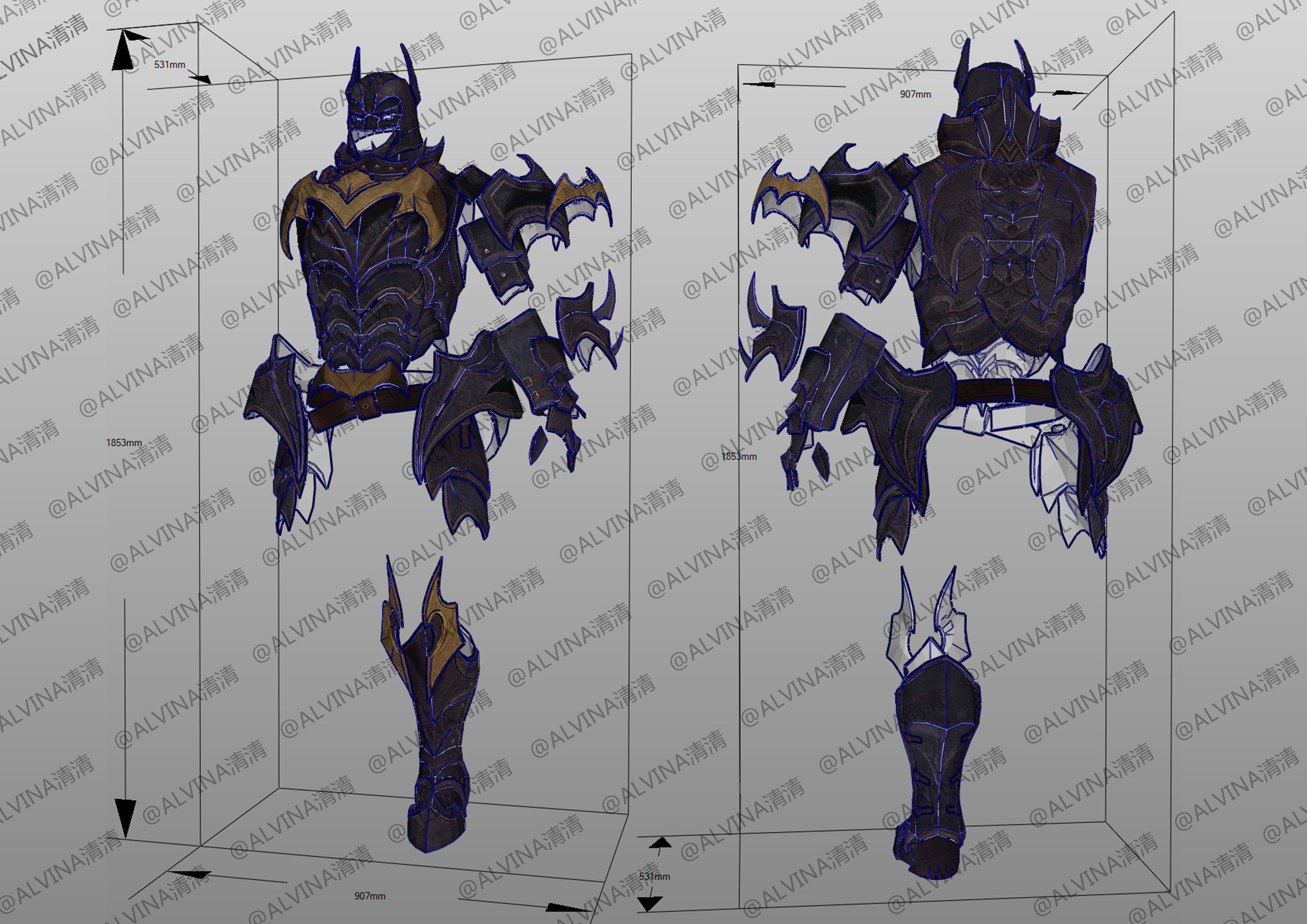 3D model Lineage 2 Batman - Cosplay Pepakura Foam Template VR / AR ...