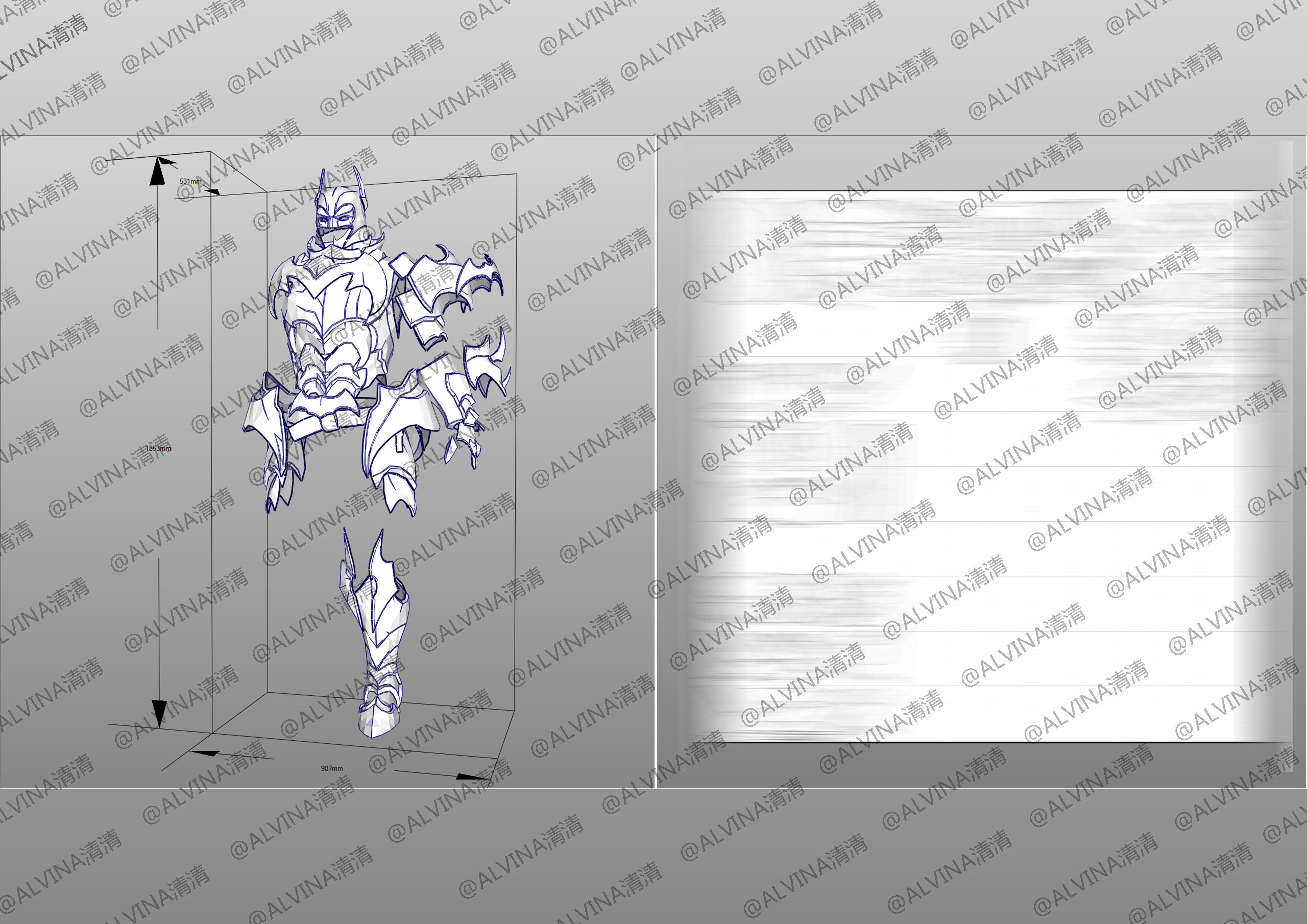 3D model Lineage 2 Batman - Cosplay Pepakura Foam Template VR / AR ...