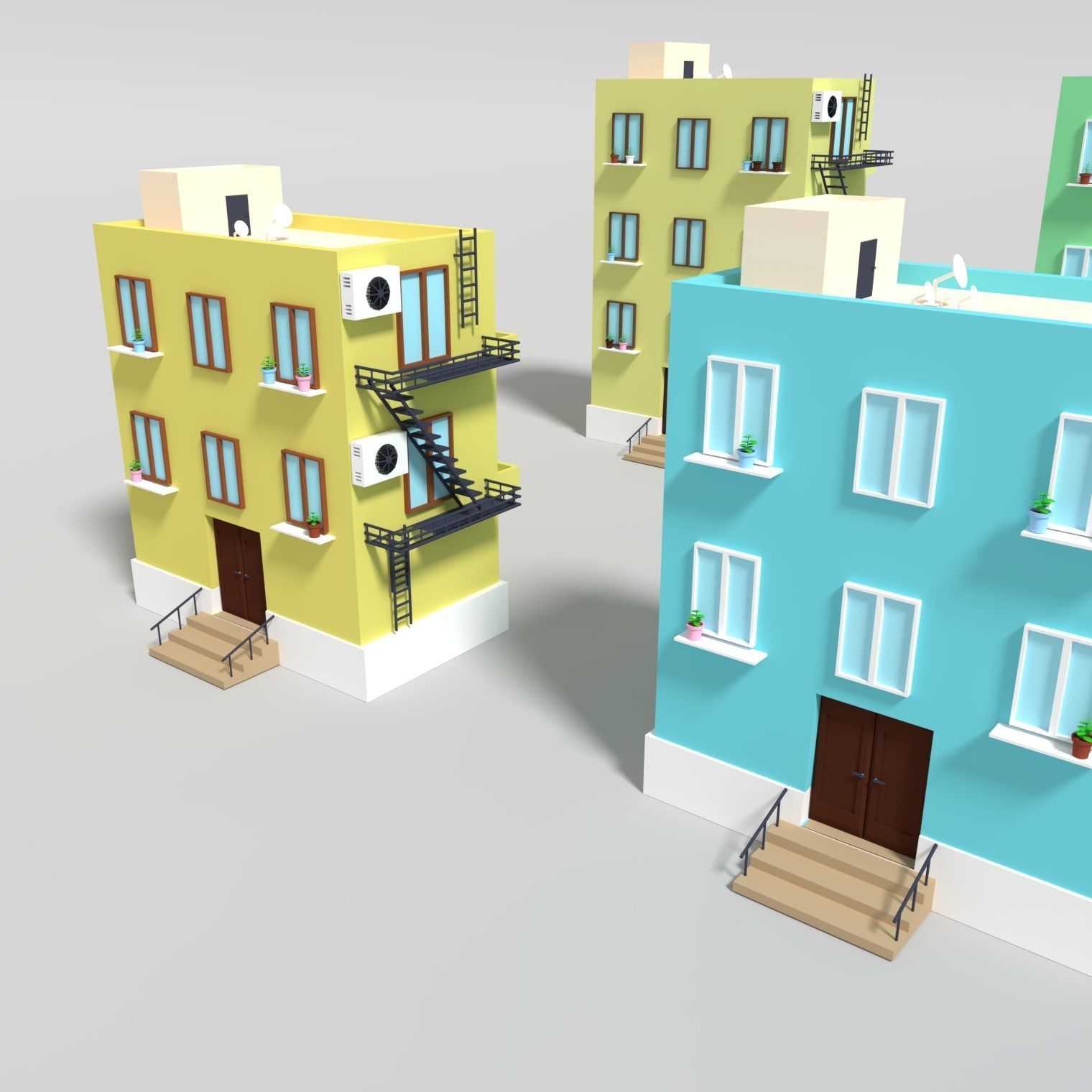 3D model 3d 6 buildings VR / AR / low-poly | CGTrader