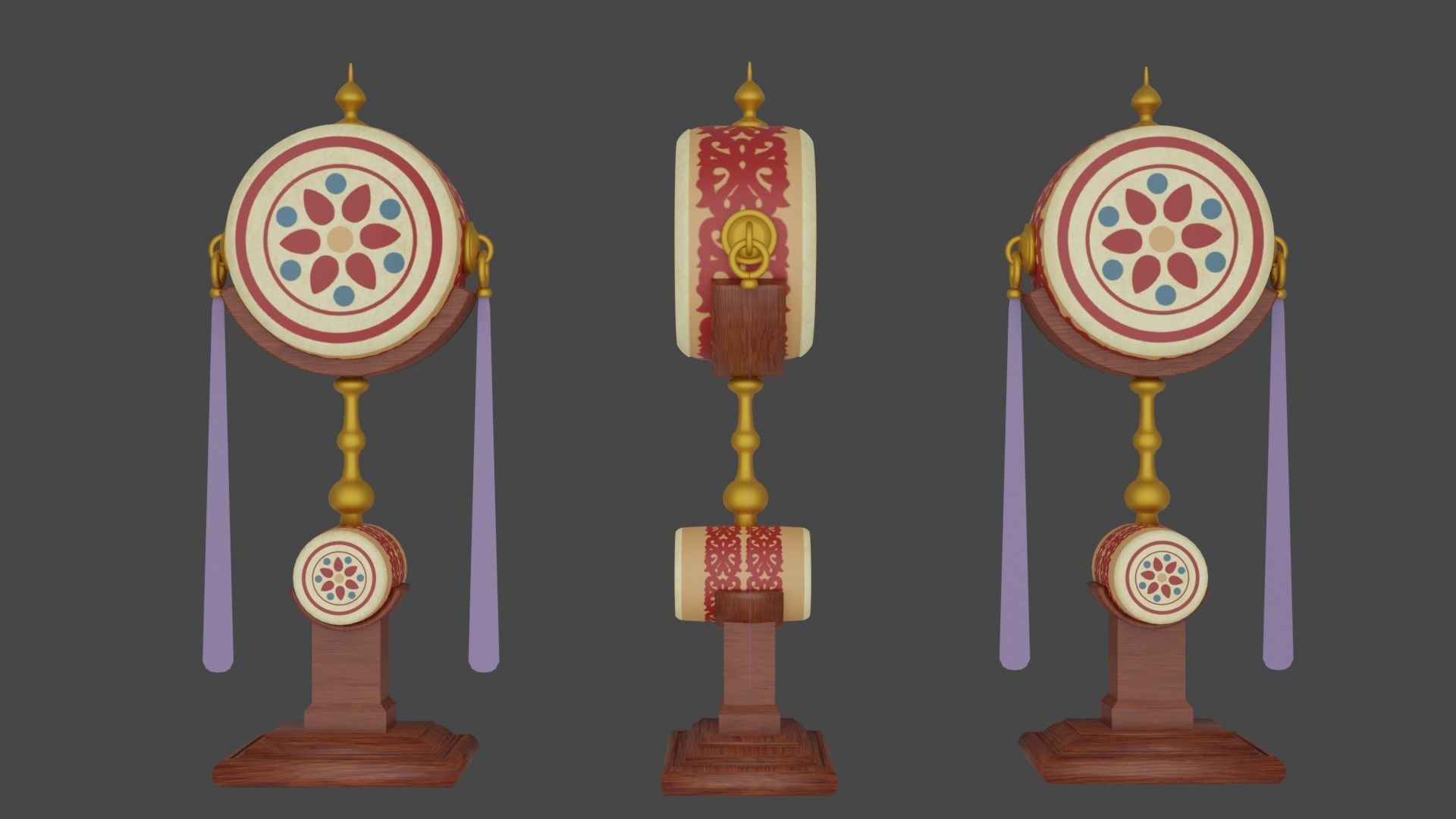 drum chinese drum Low-poly 3D model 3D model | CGTrader
