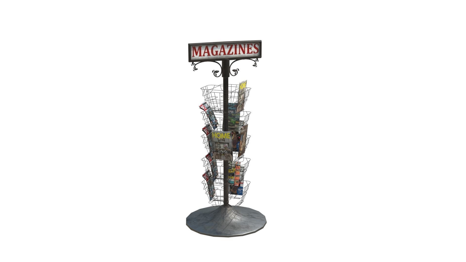 3D model Magazine Display Rack with 4k pbr textures VR / AR / low-poly ...