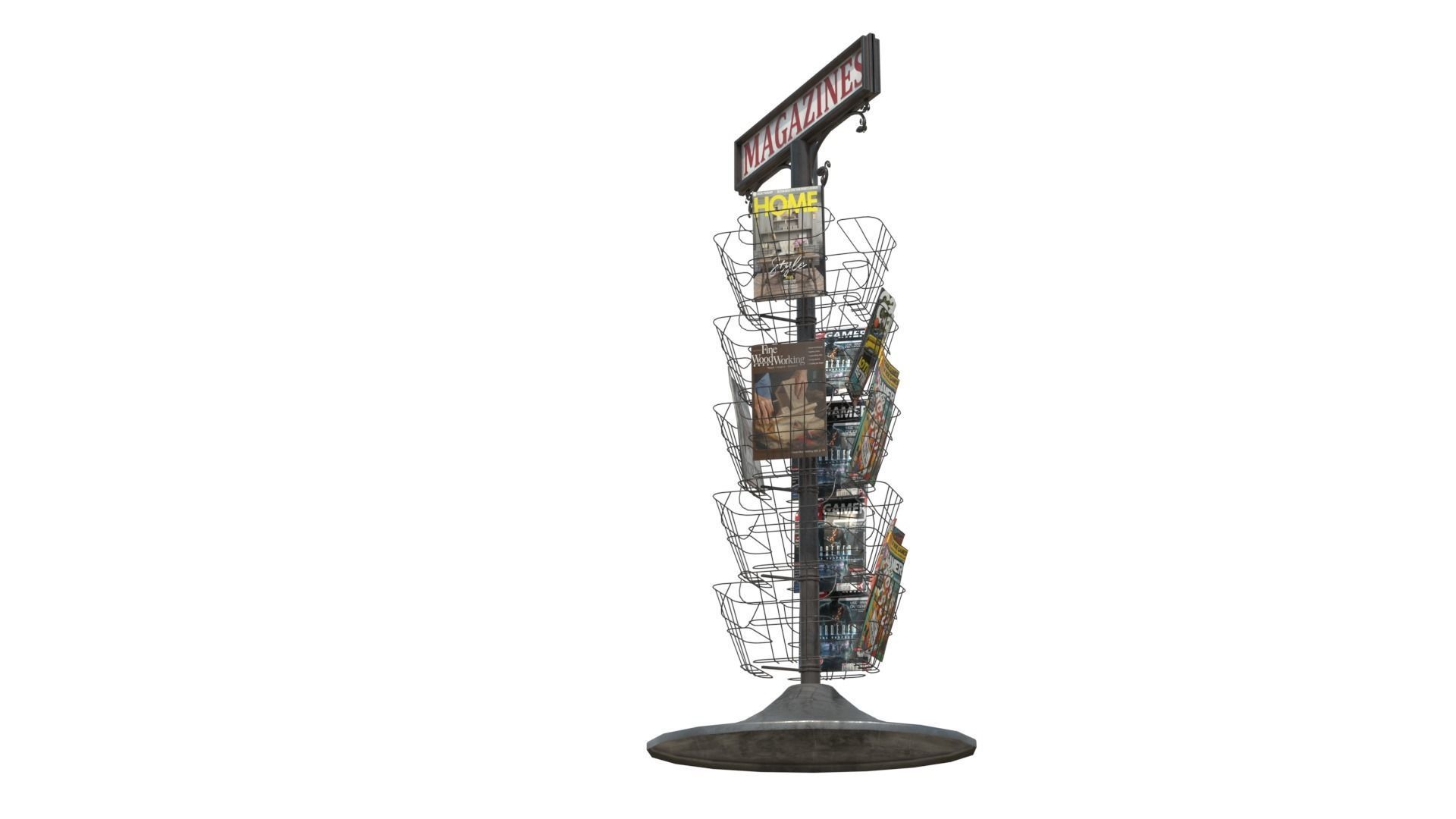 3D model Magazine Display Rack with 4k pbr textures VR / AR / low-poly ...