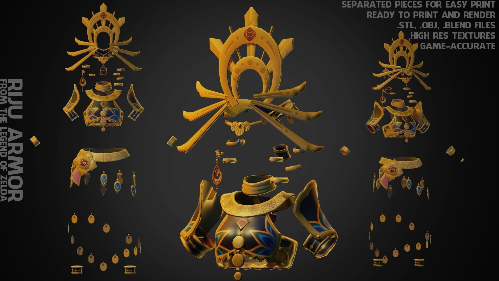 The Legend of Zelda Riju Armor for Cosplay 3D model 3D printable | CGTrader