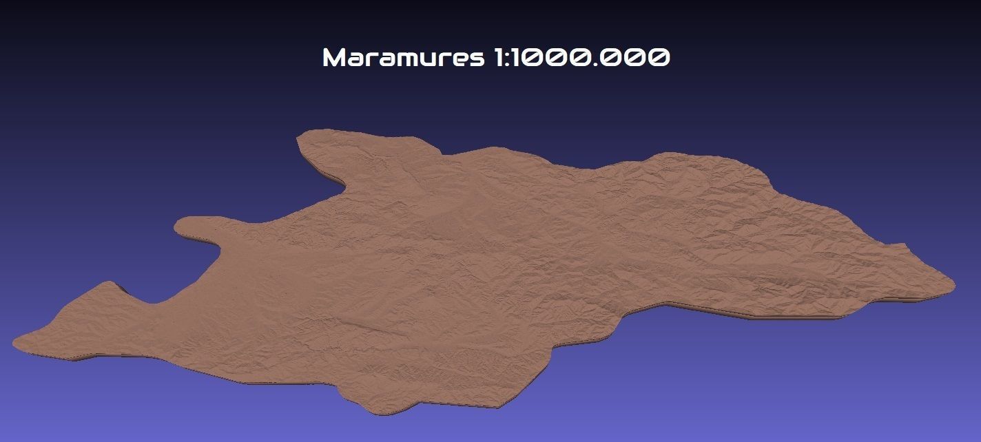 Romania 3D Map of Maramures County 1 to 1000000 3D model 3D printable ...