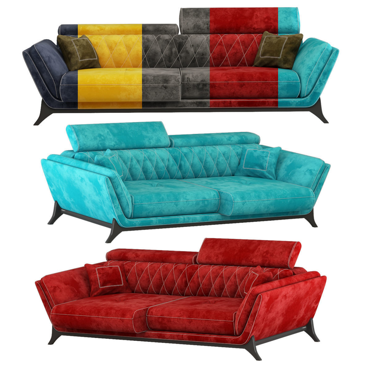 triple star sofa 3D model | CGTrader