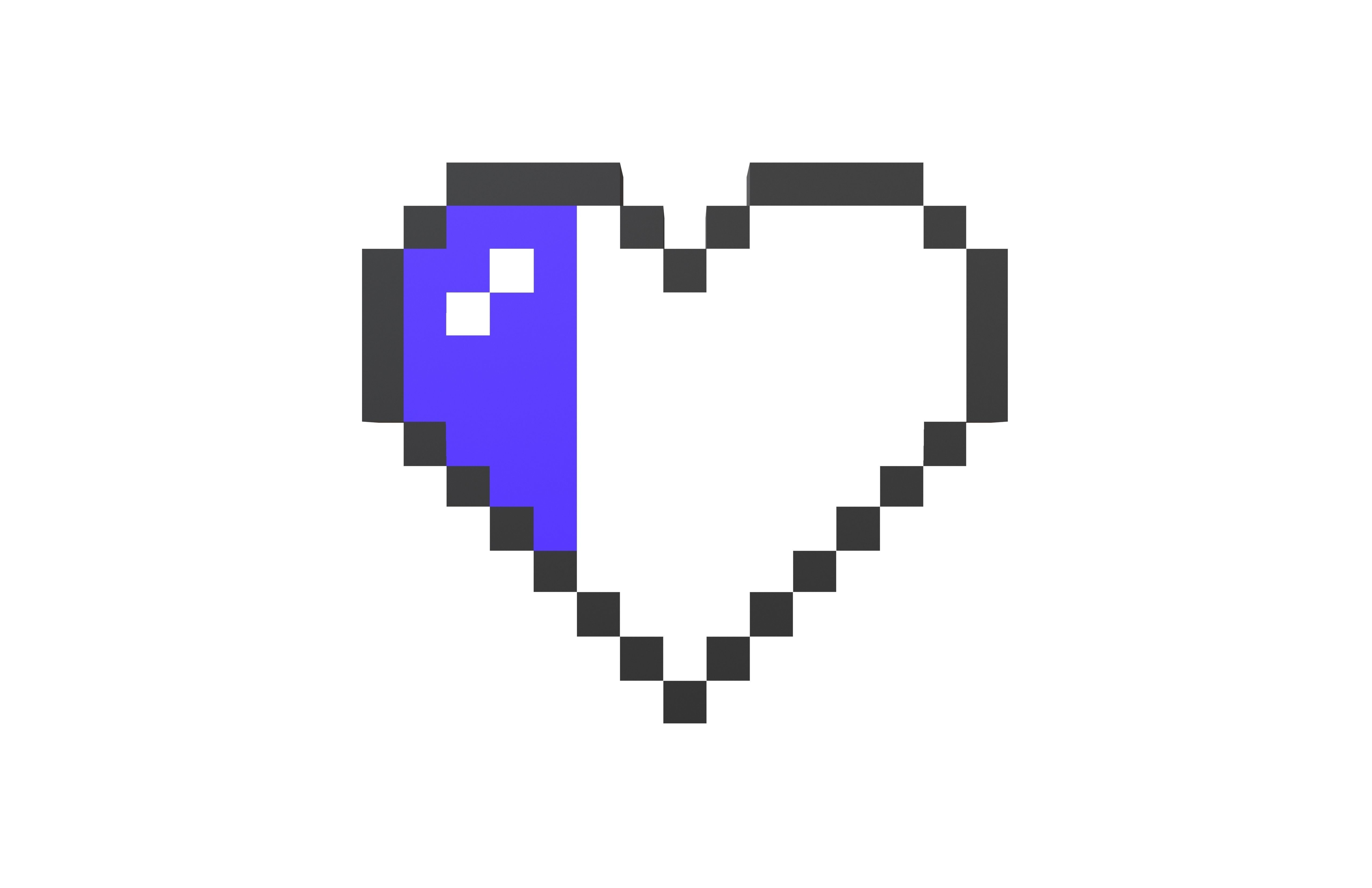 3D model Pixel Heart v2 024 VR / AR / low-poly | CGTrader