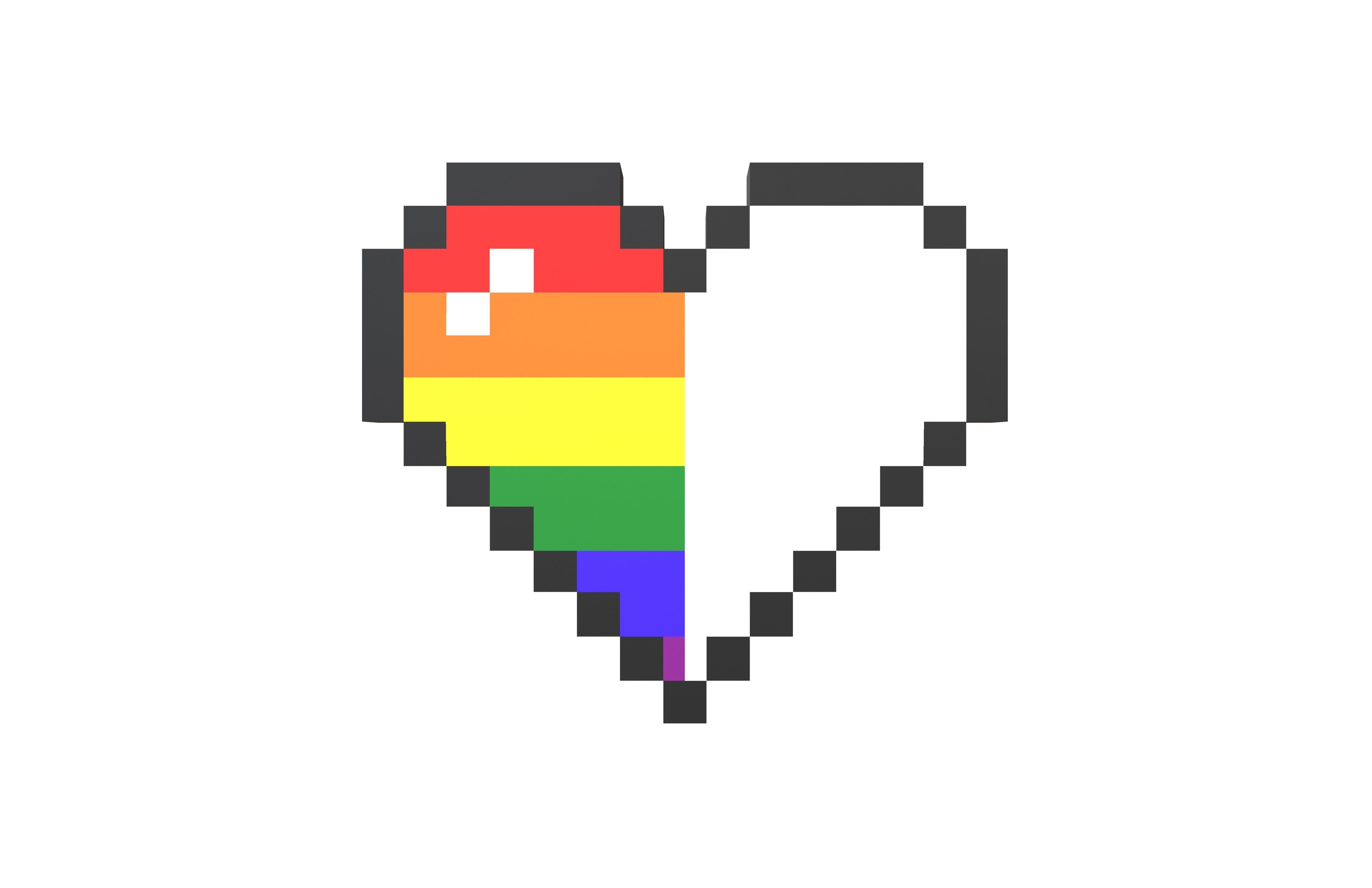 3D model Pixel Heart v2 029 VR / AR / low-poly | CGTrader