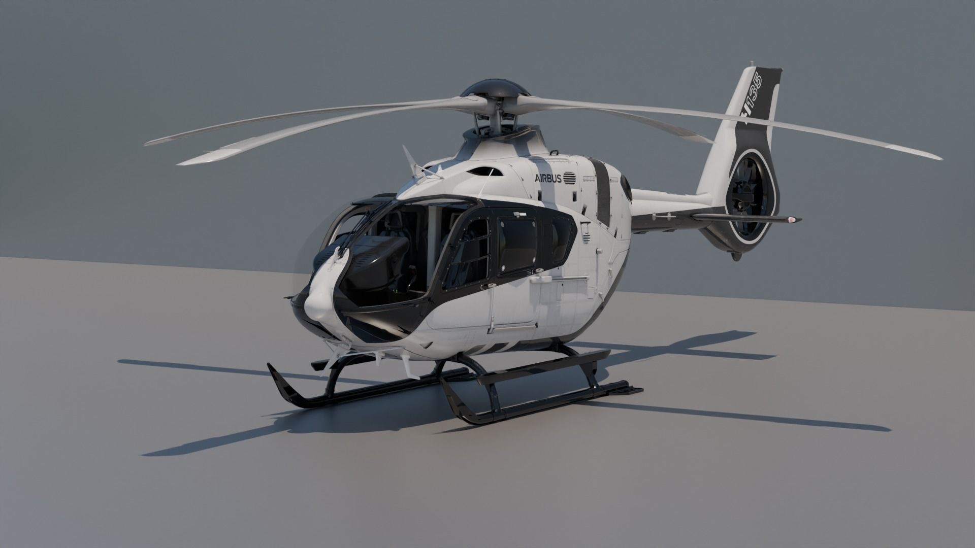 H135 Helicopter with interior and animated door 3D model animated ...