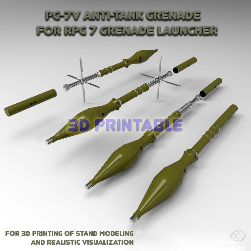 Grenade PG-7V for grenade launcher RPG 7 3D Printable Moulage 3D model | CGTrader
