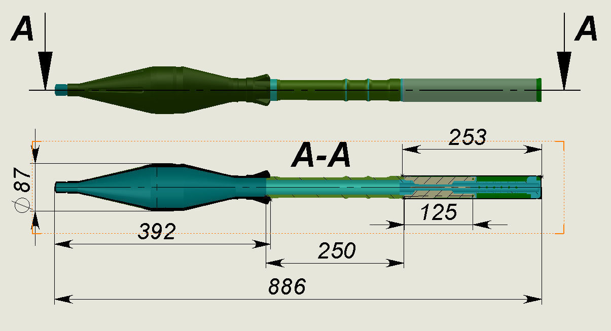 Grenade PG-7V for grenade launcher RPG 7 3D Printable Moulage 3D model ...