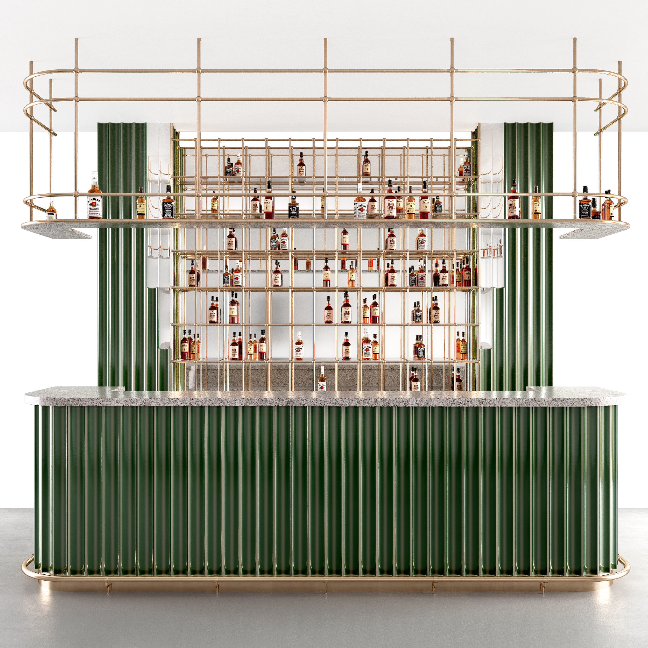 Bar Counter with bottles 3D model | CGTrader