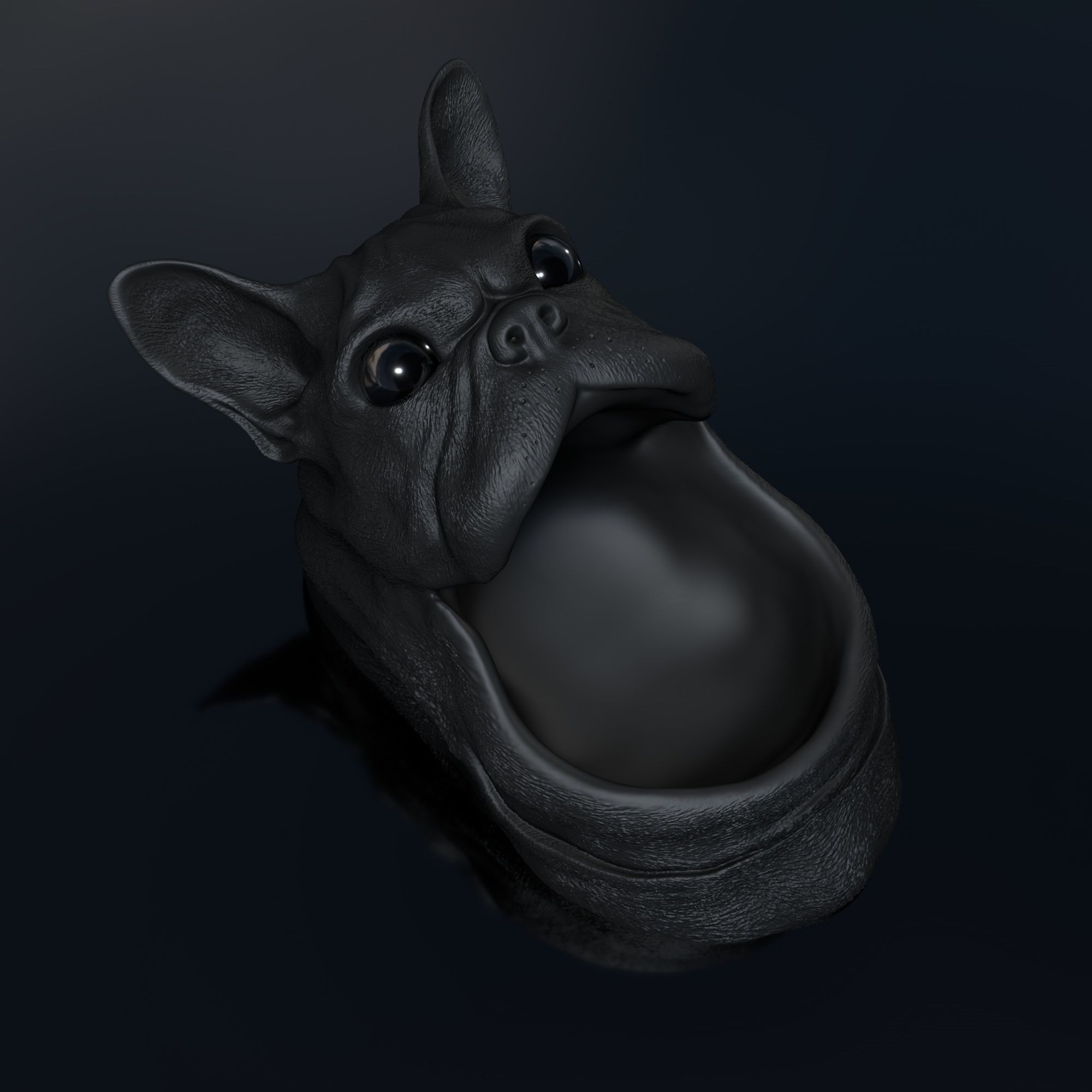 STL 3D print file dog bowl French bulldog High-polygon 3D model 3D ...