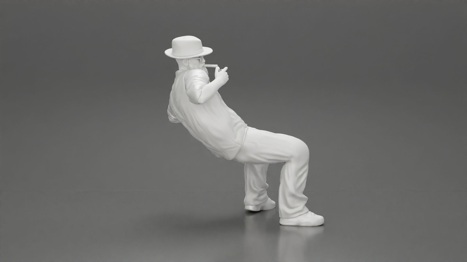 gangster homie in beard sitting holding lighter cigar smoking 3D model ...