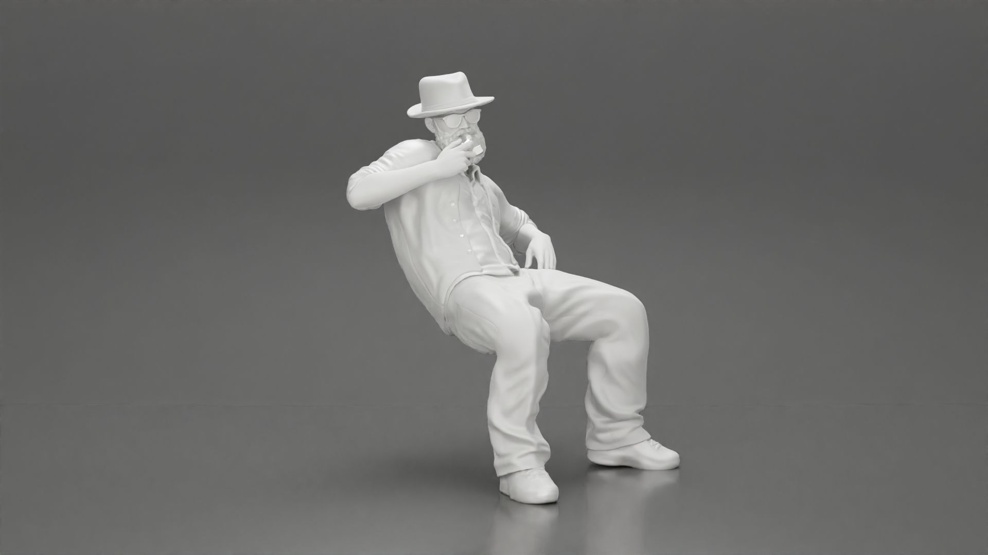 gangster homie in beard sitting holding lighter cigar smoking 3D model ...