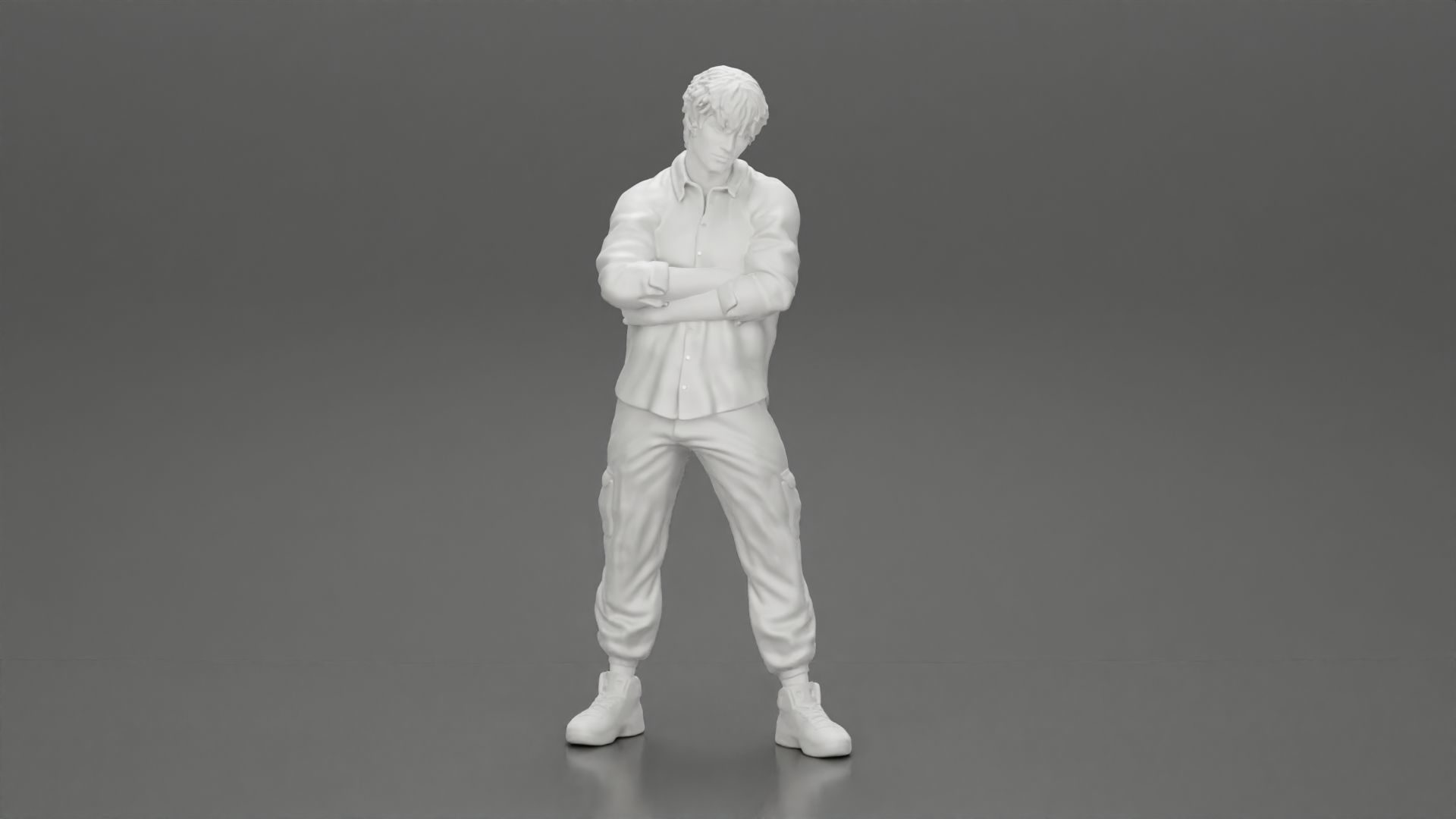 Asian gangster homie standing crossed hands with his dog 3D model 3D ...