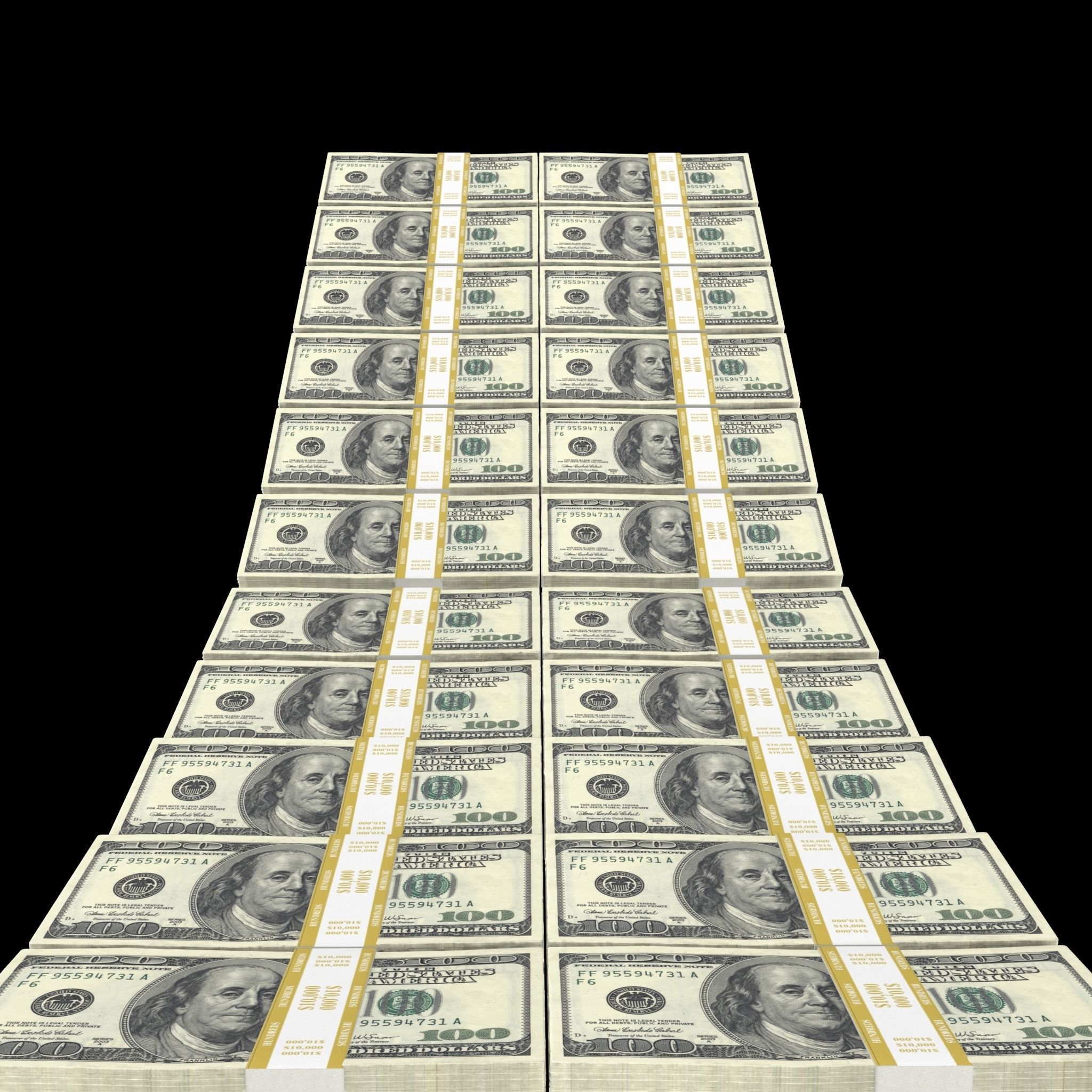 Set of 100 Dollar Bill Stack 3D model | CGTrader