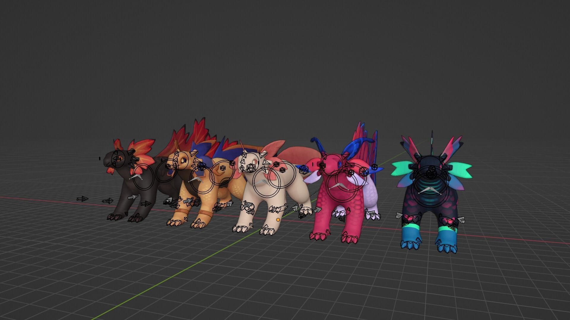Stylized Axolotl-ish Creatures 3D model animated rigged | CGTrader