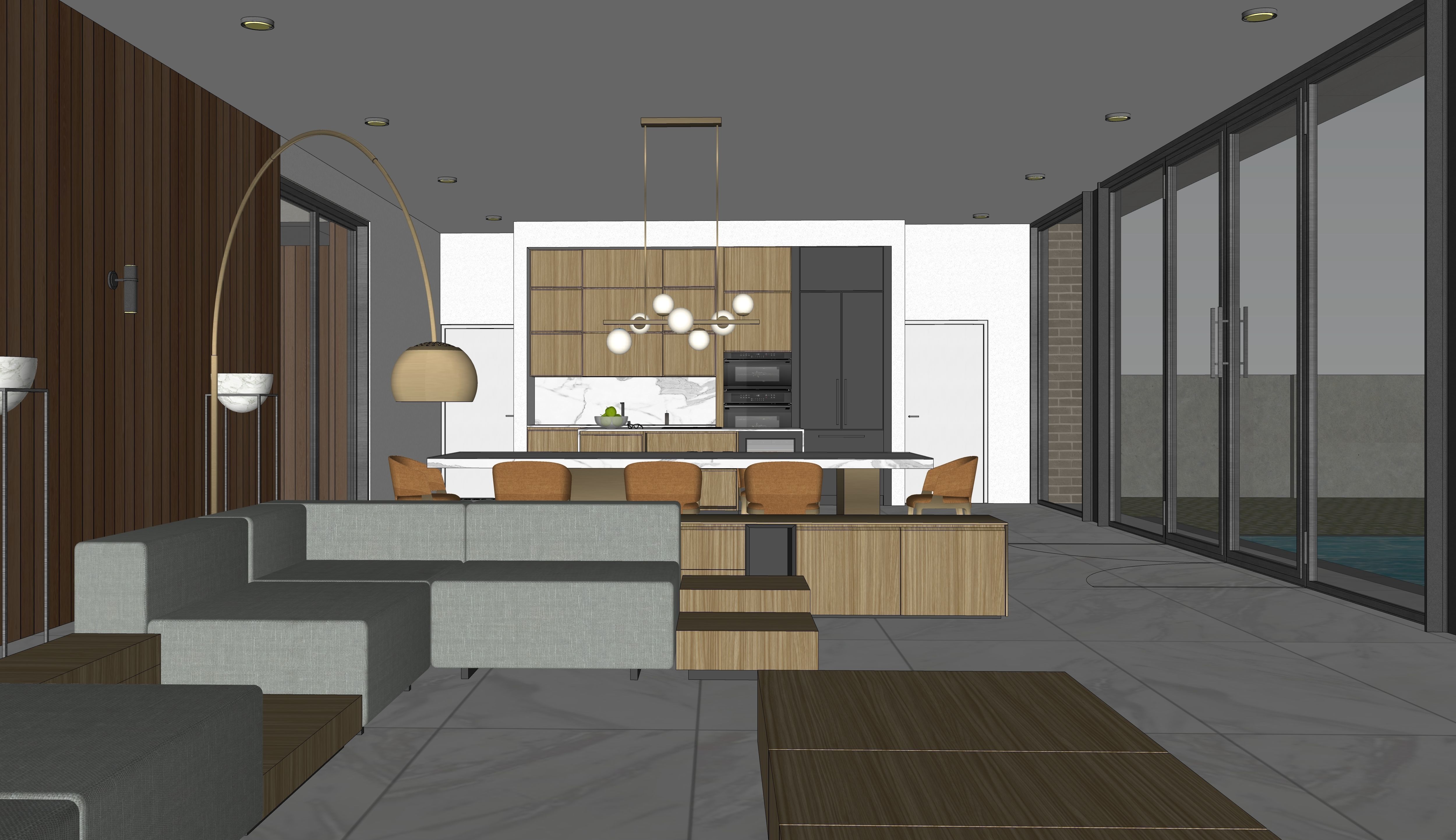 Modern House Exterior Scene with furniture - 2D drawing A1 size 3D ...