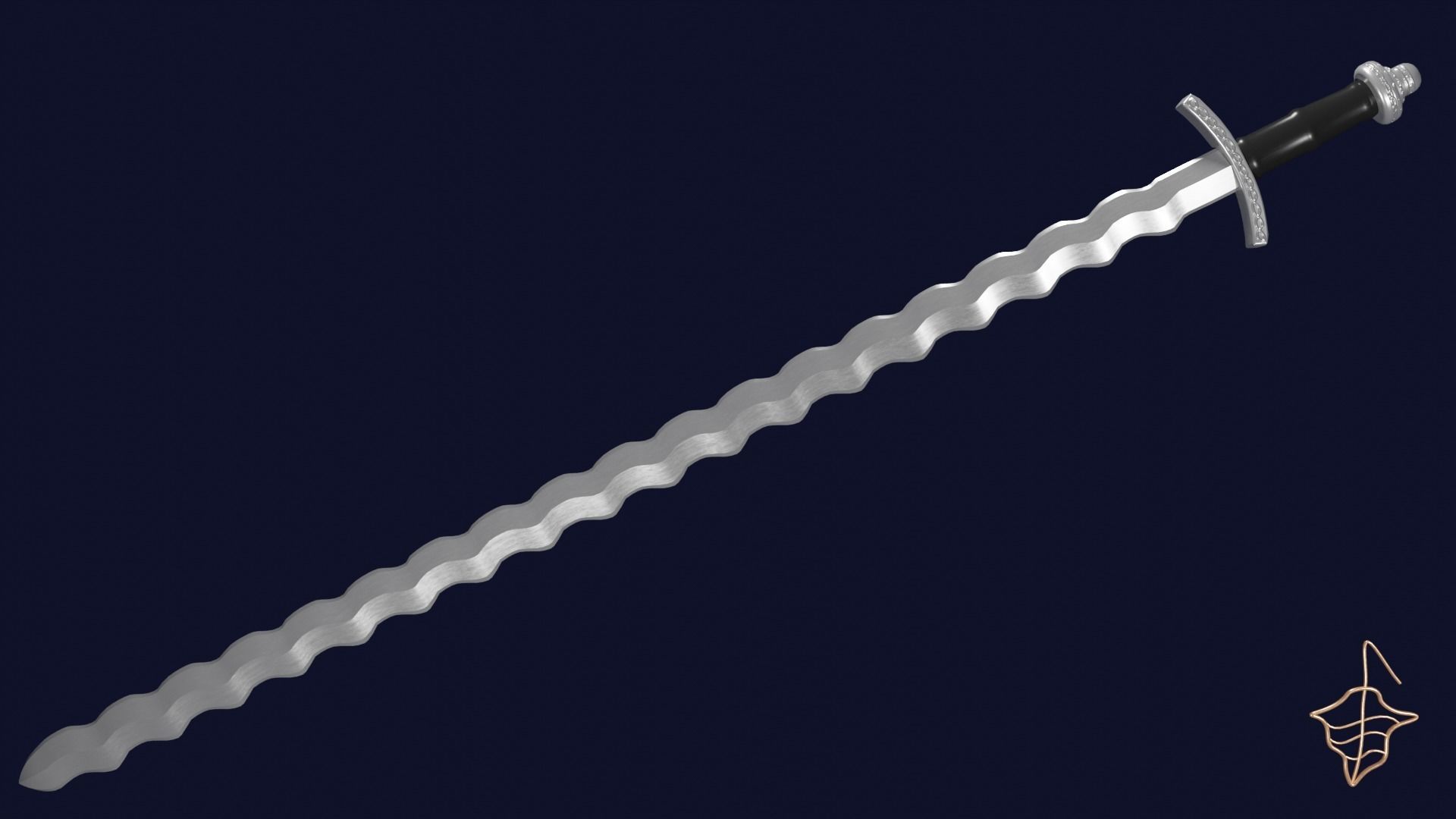 3D model Flamberge sword with Caroling handle VR / AR / low-poly | CGTrader