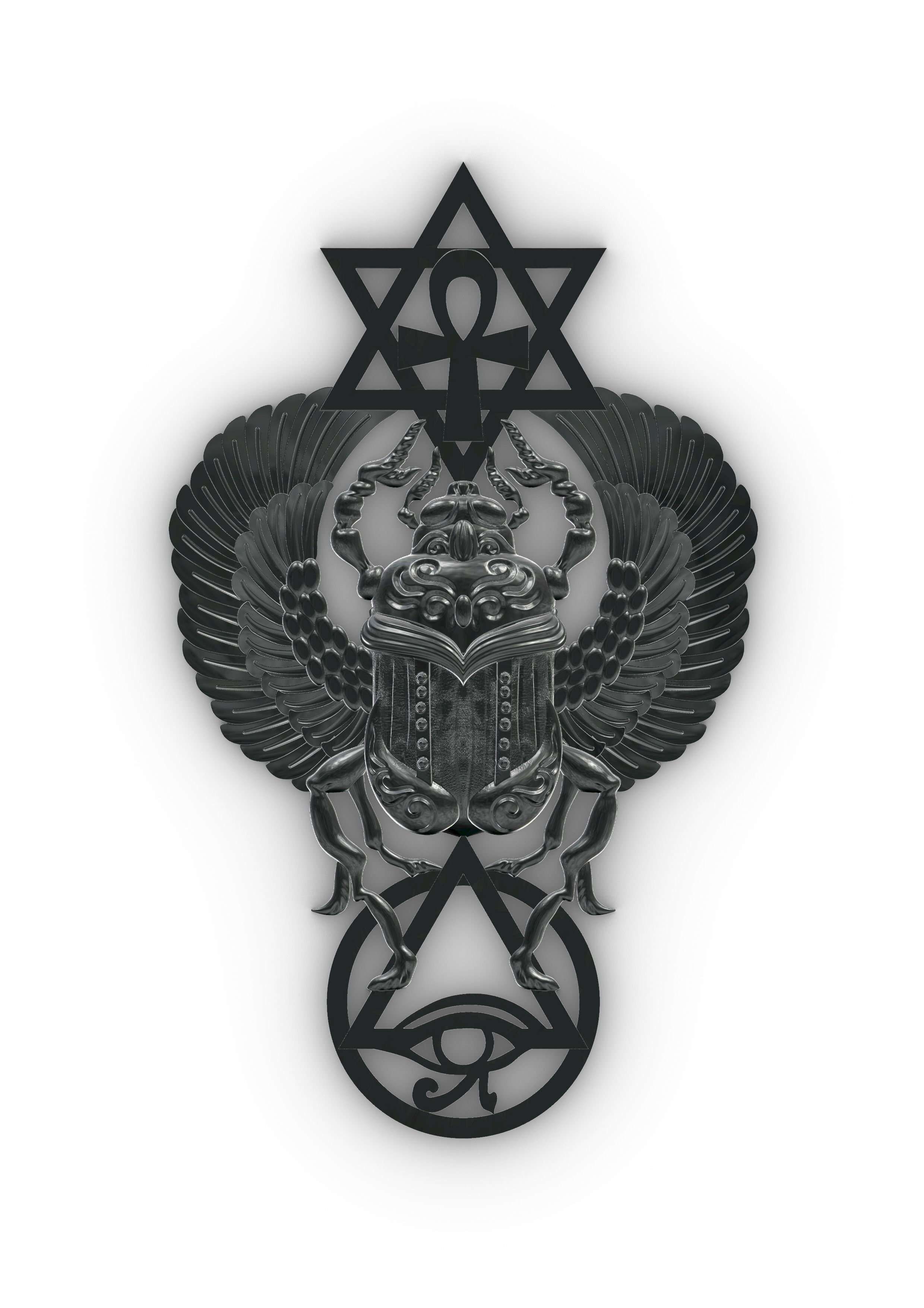 SCARAB WITH ANKH AND HORUS EYE 3D model 3D printable | CGTrader