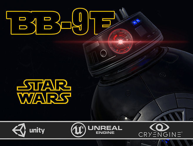 BB-9 E Imperial color Star Wars free VR / AR / low-poly 3D model rigged ...