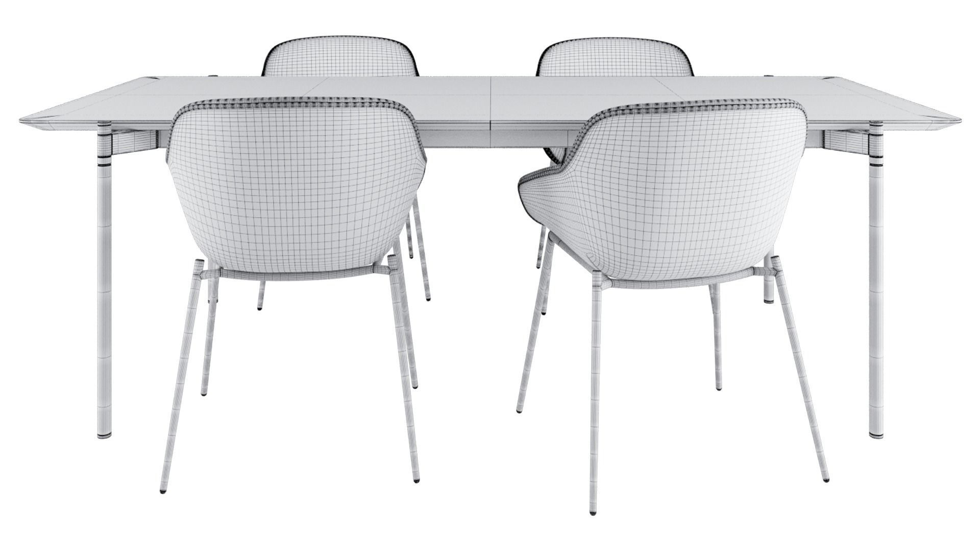 Augusta dining table and Vienna chair 3D model | CGTrader